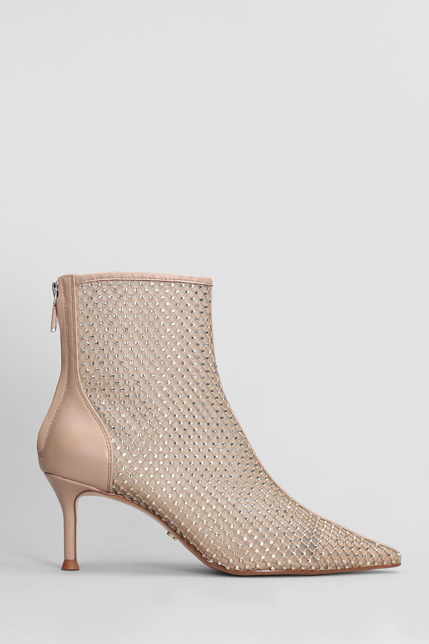 Lola Cruz Gilda Boots 65 High Heels Ankle Boots In Powder Leather in Natural | Lyst