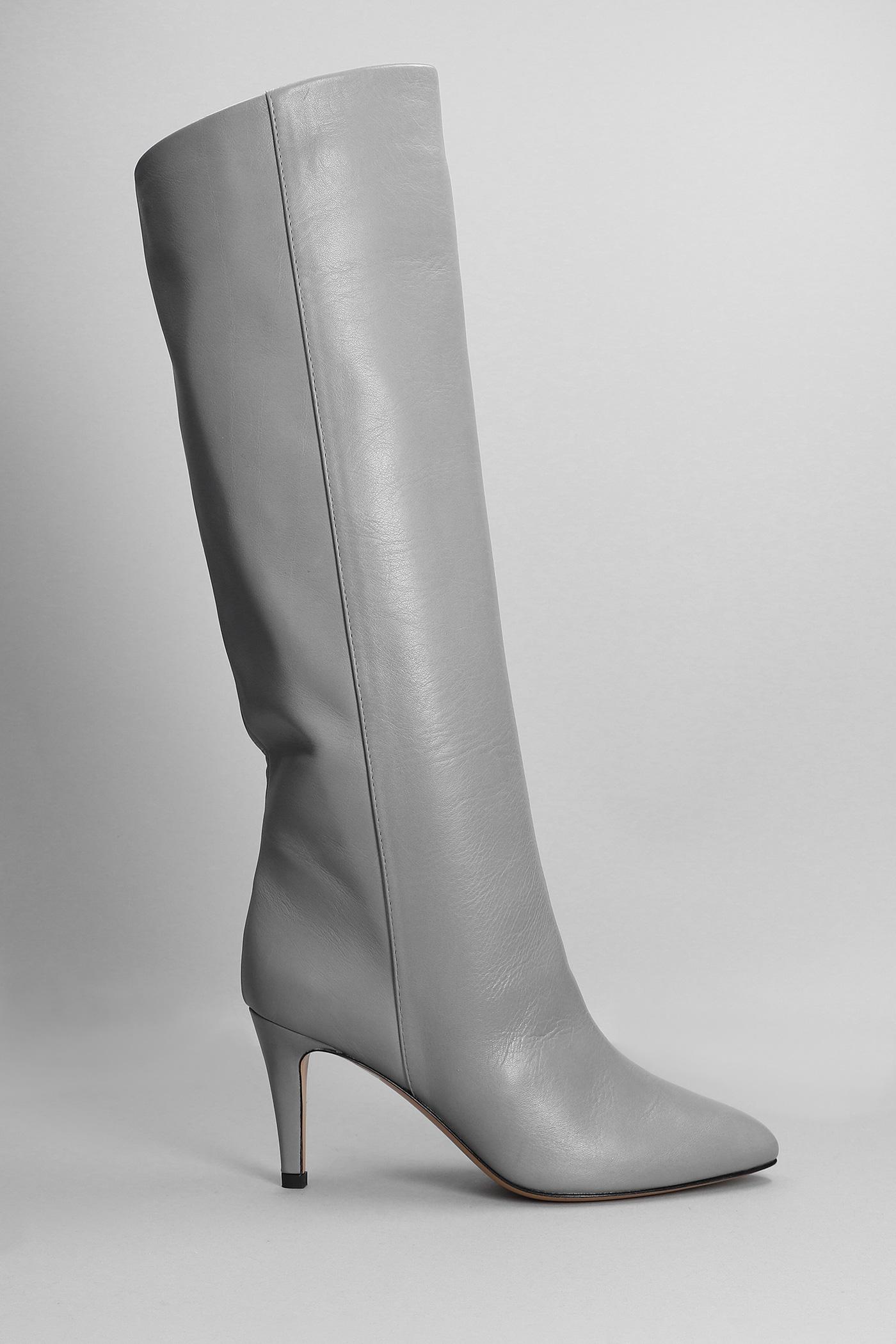 The Seller High Heels Boots In Grey Leather in Gray | Lyst