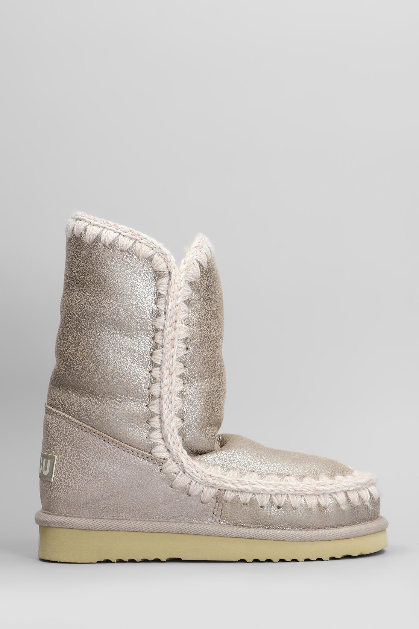 Mou Eskimo 24 Low Heels Ankle Boots In Beige Leather in Gray | Lyst