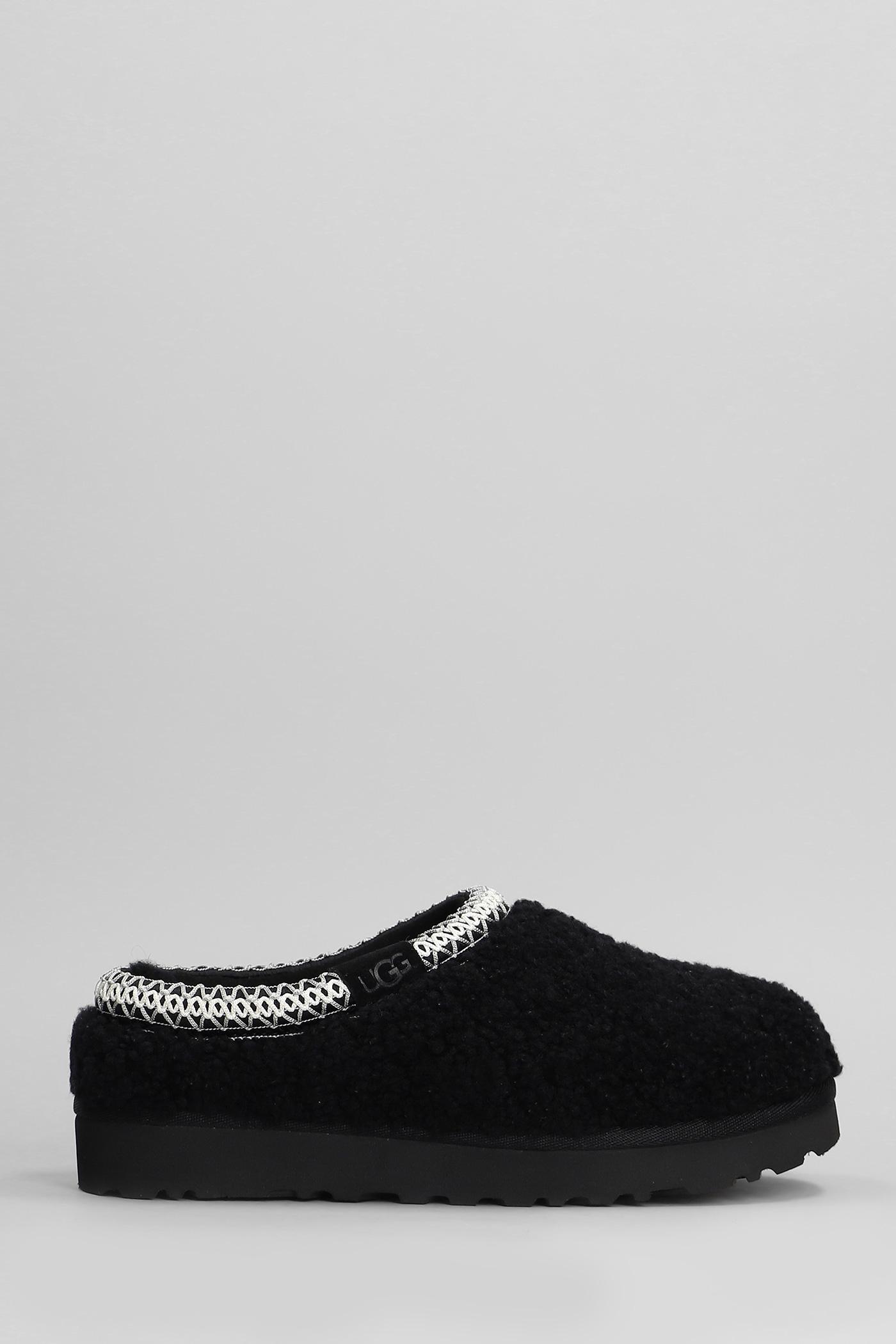 UGG Tasman Maxi Curly Slipper-mule In Black Wool | Lyst