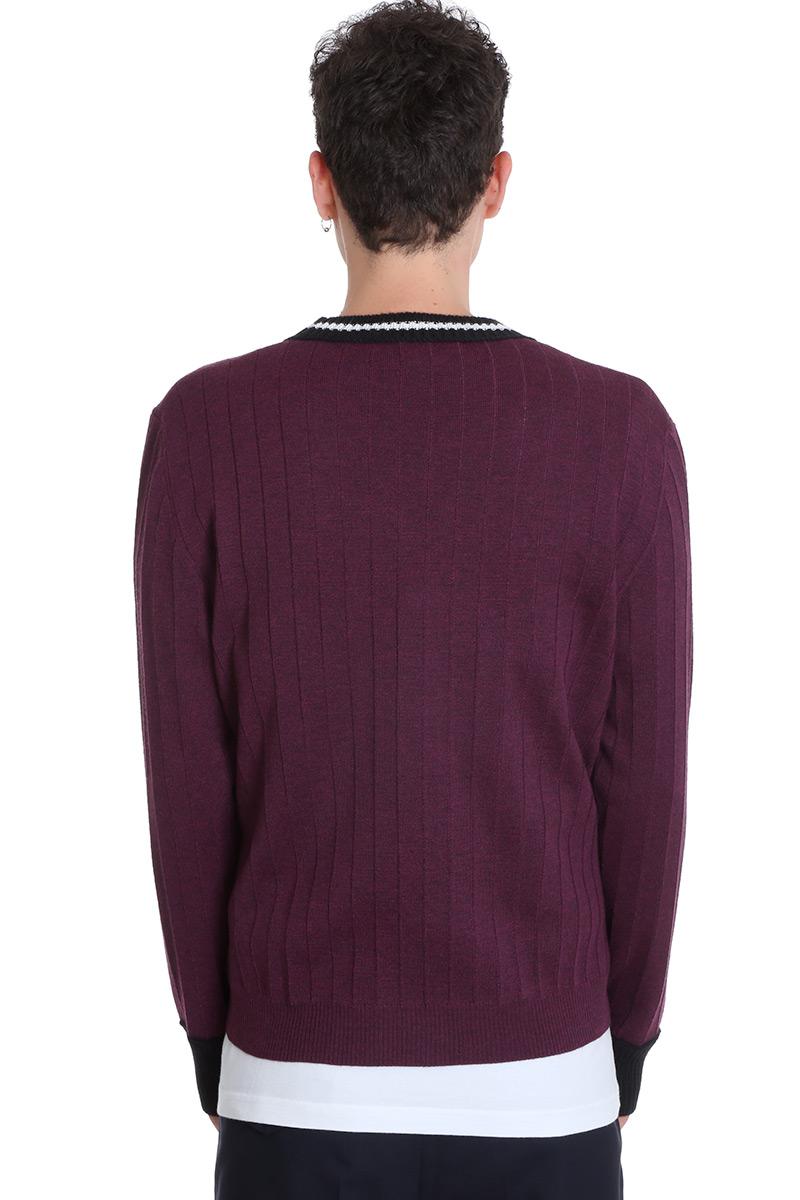 Marni Cardigan In Bordeaux Wool in Purple for Men - Lyst