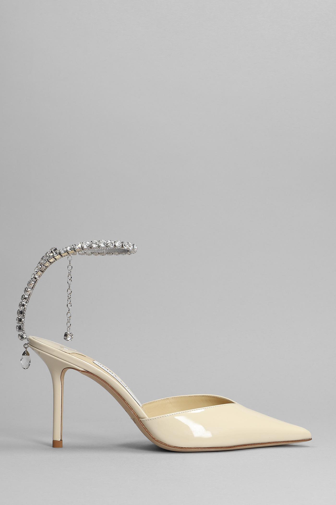 Jimmy Choo Saeda 85 Sandals In White Patent Leather Lyst