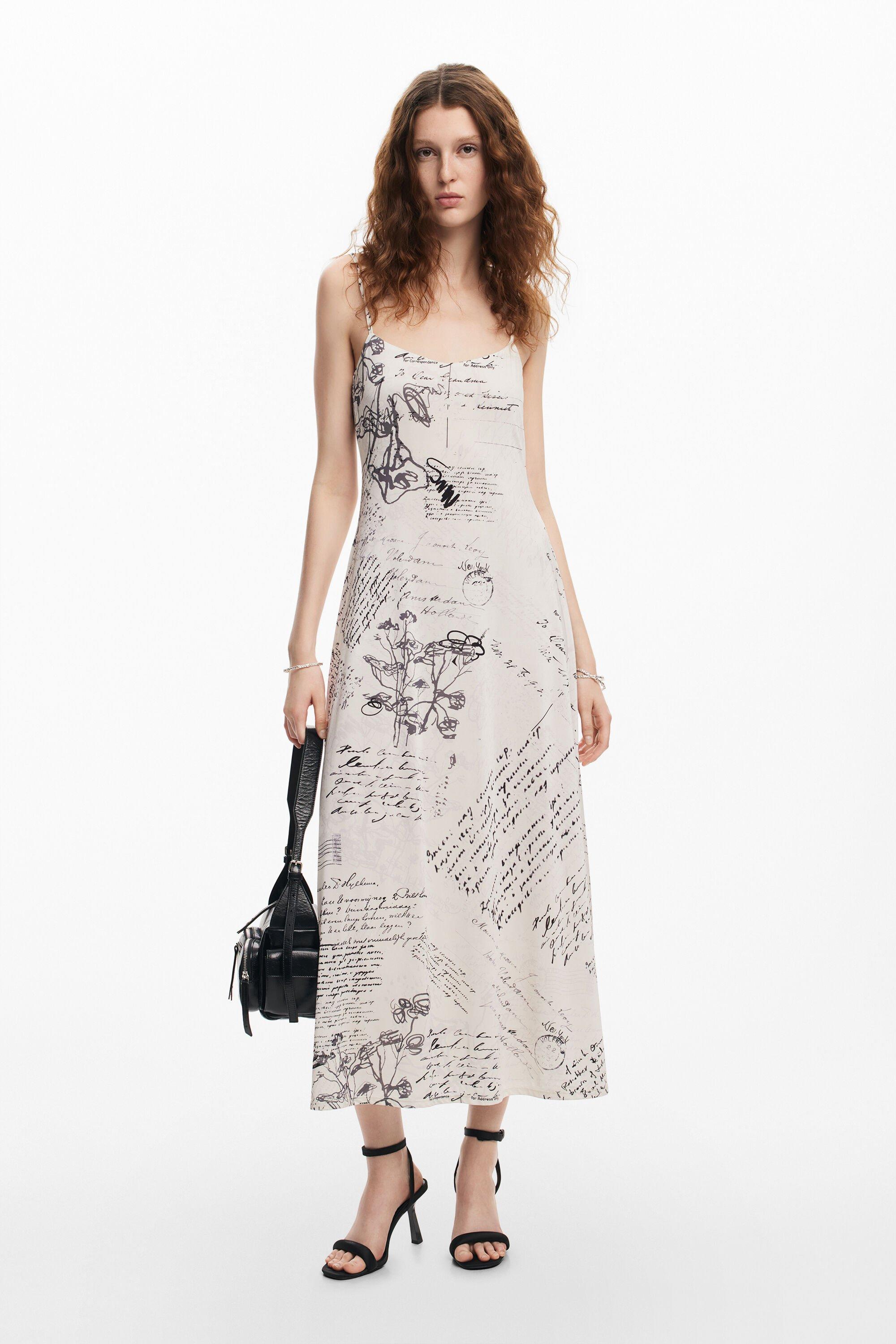 Desigual Newspaper Print Dress in White | Lyst