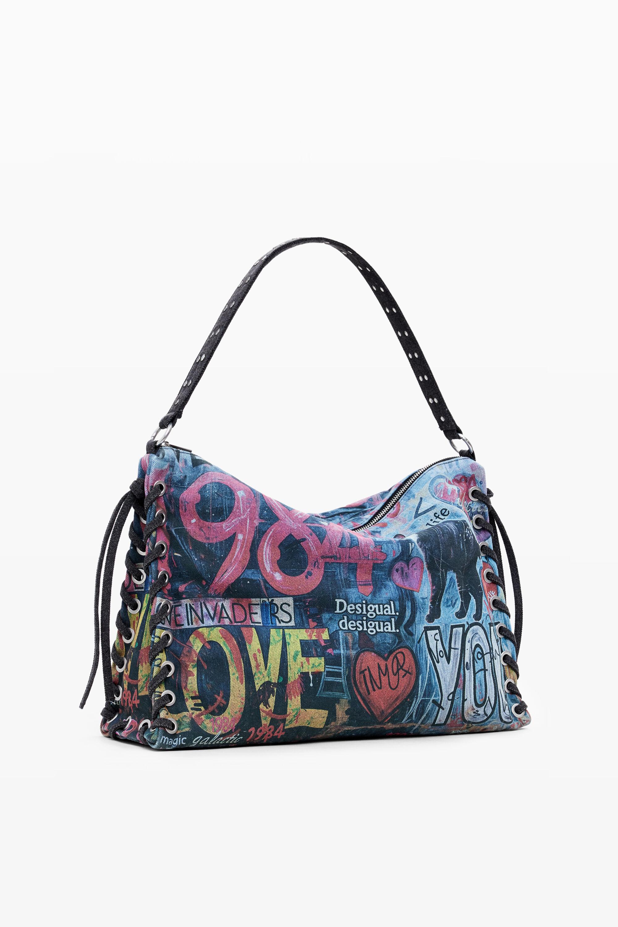 Desigual Large Graffiti Bag in Blue | Lyst