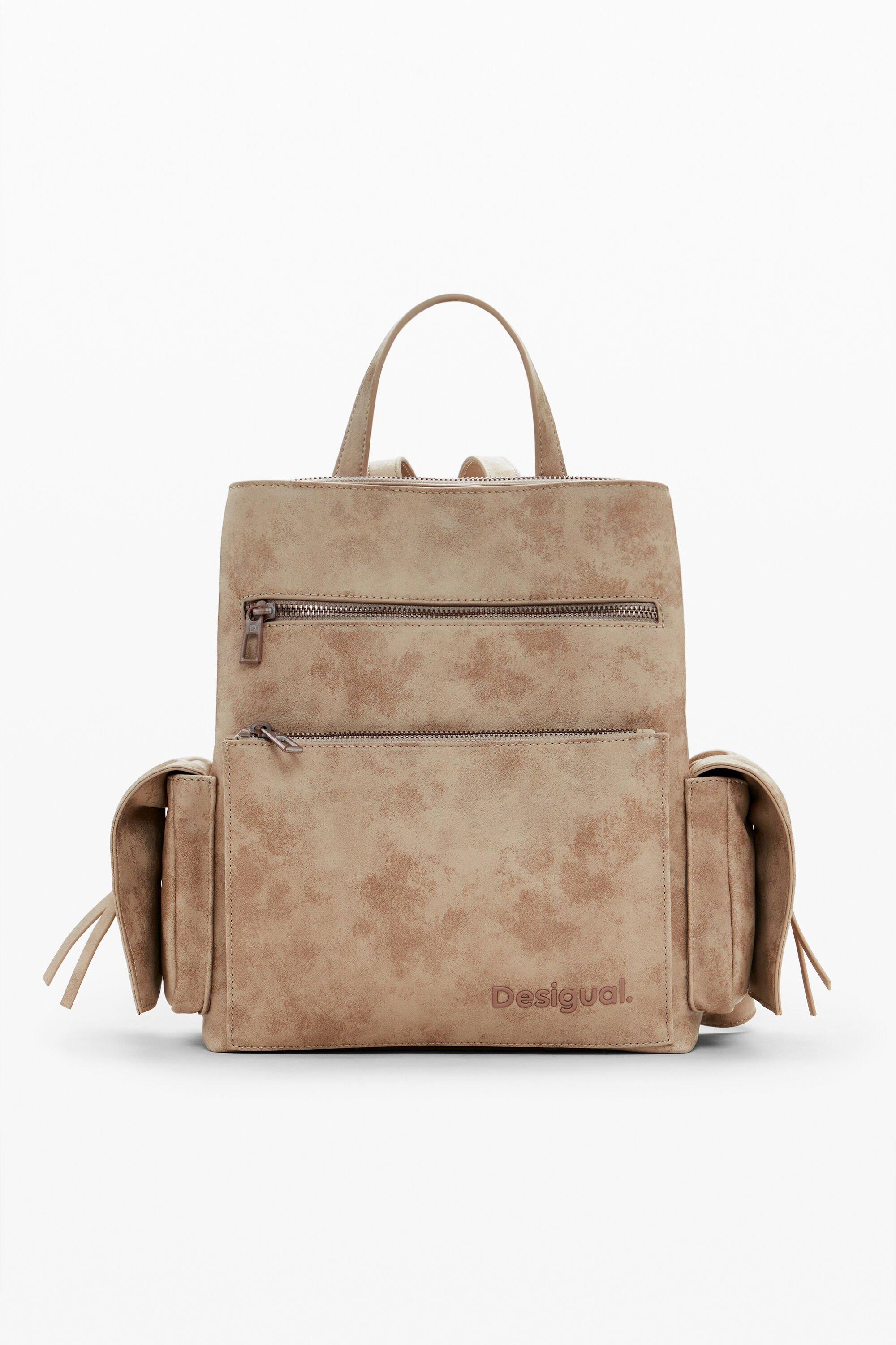 Desigual Medium Faux Leather Effect Backpack in Natural | Lyst