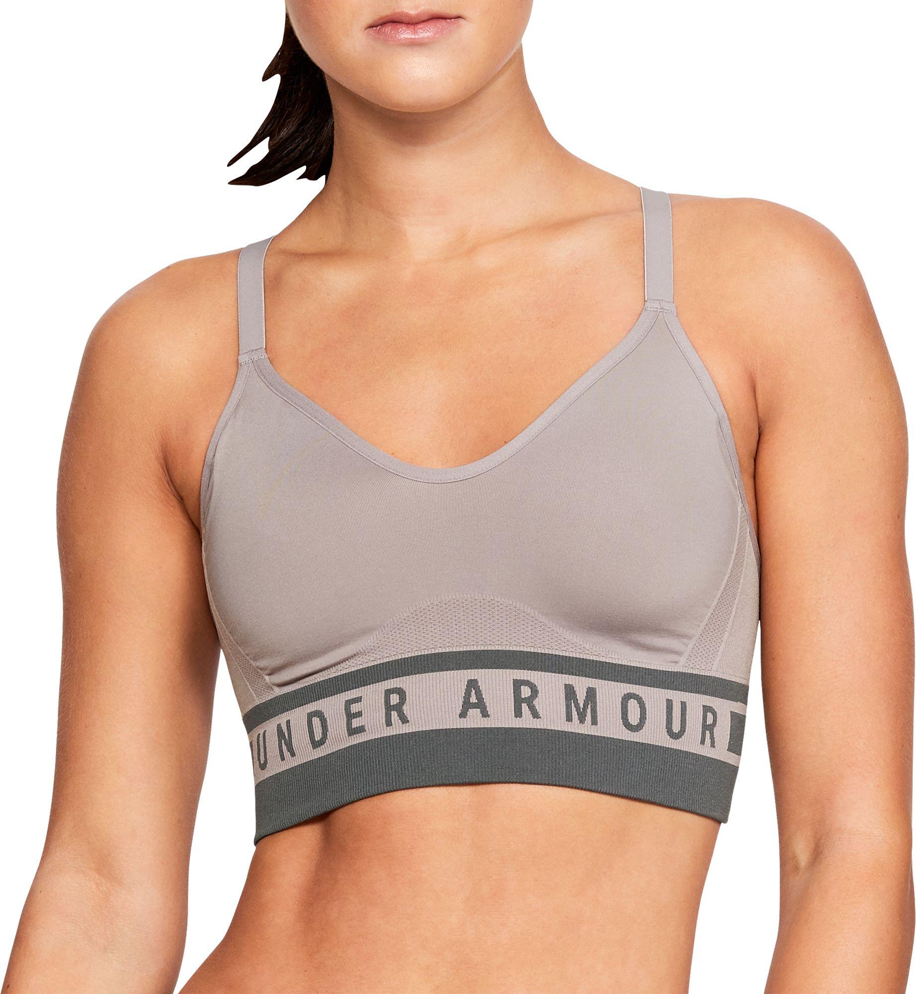 Under Armour Synthetic Seamless Longline Sports Bra In Gray Lyst