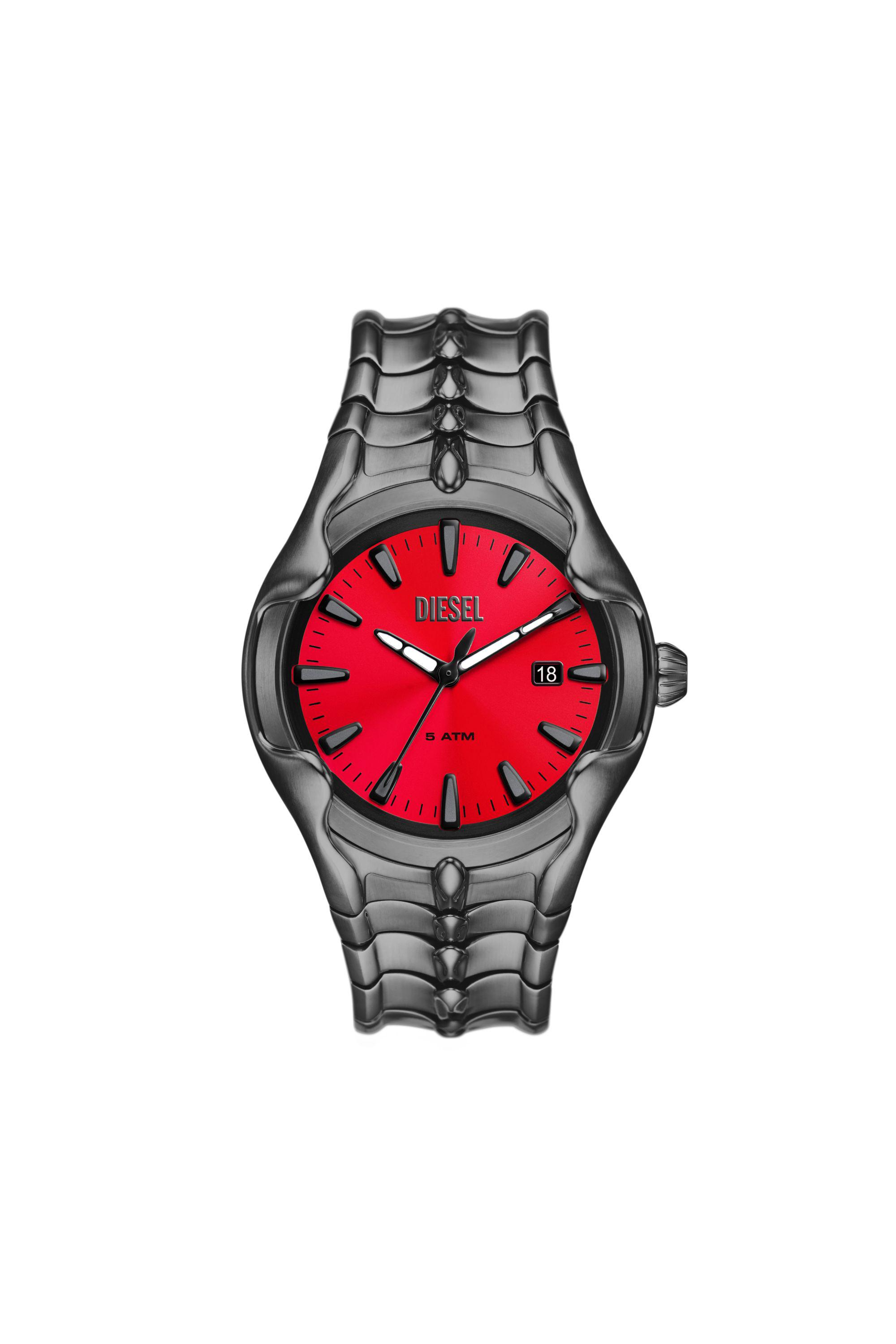 DIESEL Vert Three-hand Date Gunmetal Stainless Steel Watch in Red for ...
