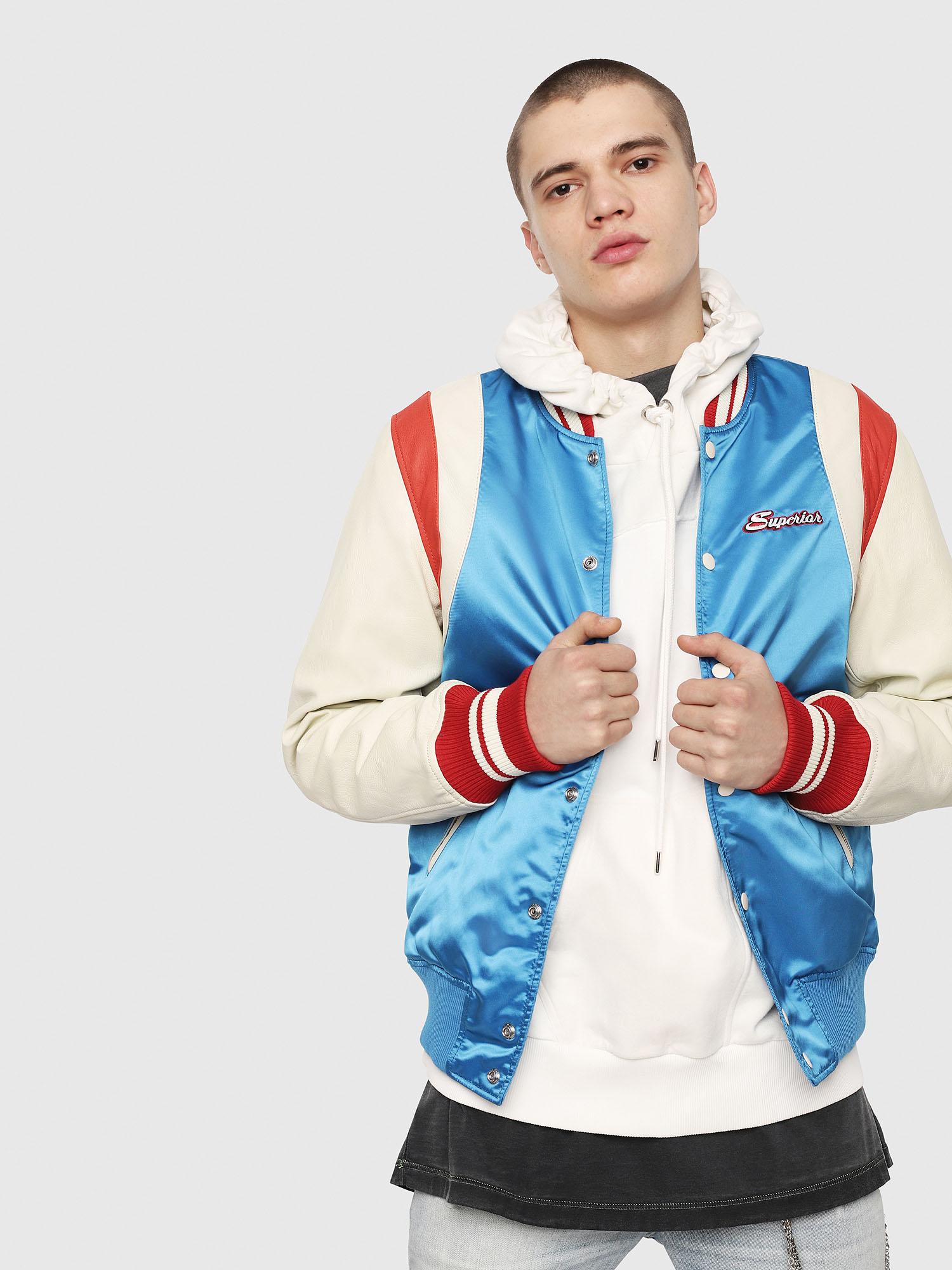 DIESEL Synthetic Bomber Jacket In Nylon And Leather in White for Men - Lyst