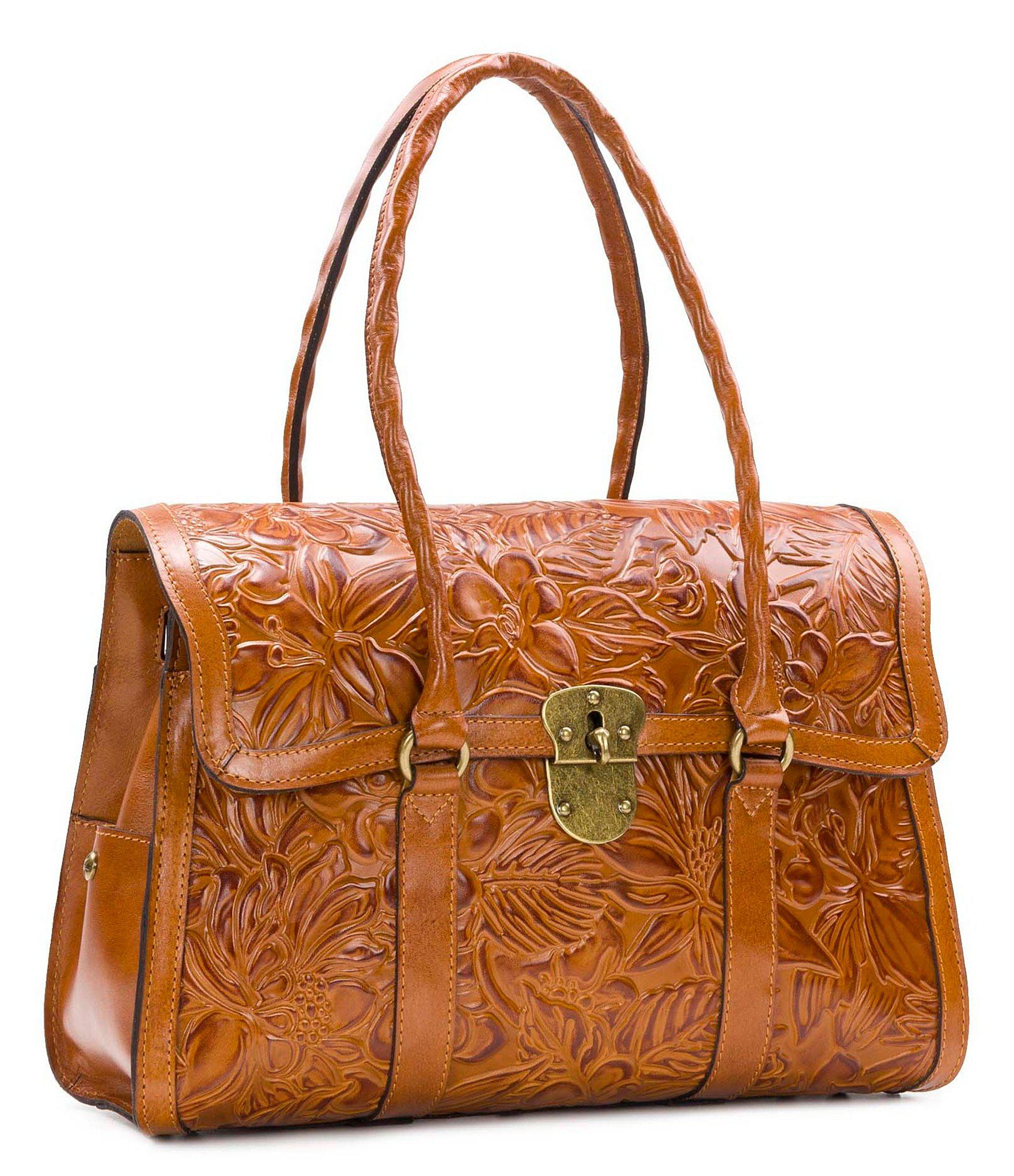 Patricia Nash Spring Floral Tooled Collection Vienna Satchel in Gold ...