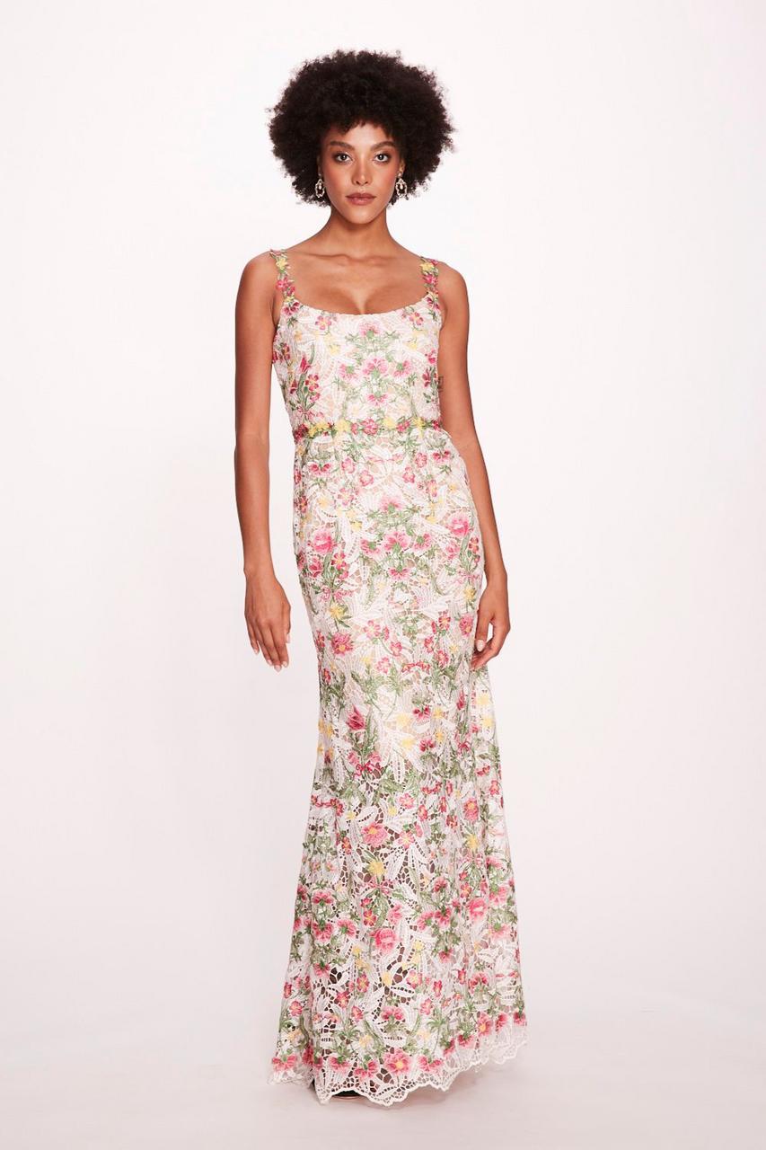 Marchesa Sleeveless Patterned Gown in Pink | Lyst
