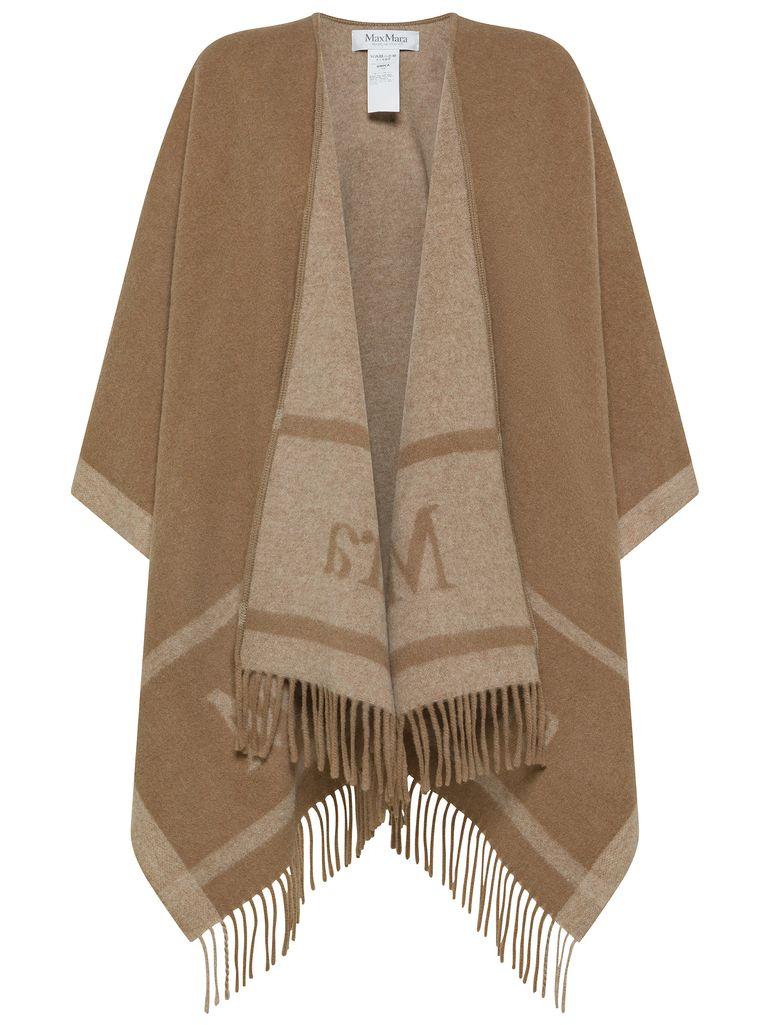 Max Mara 'Hilde' Fringed Cape in Brown | Lyst