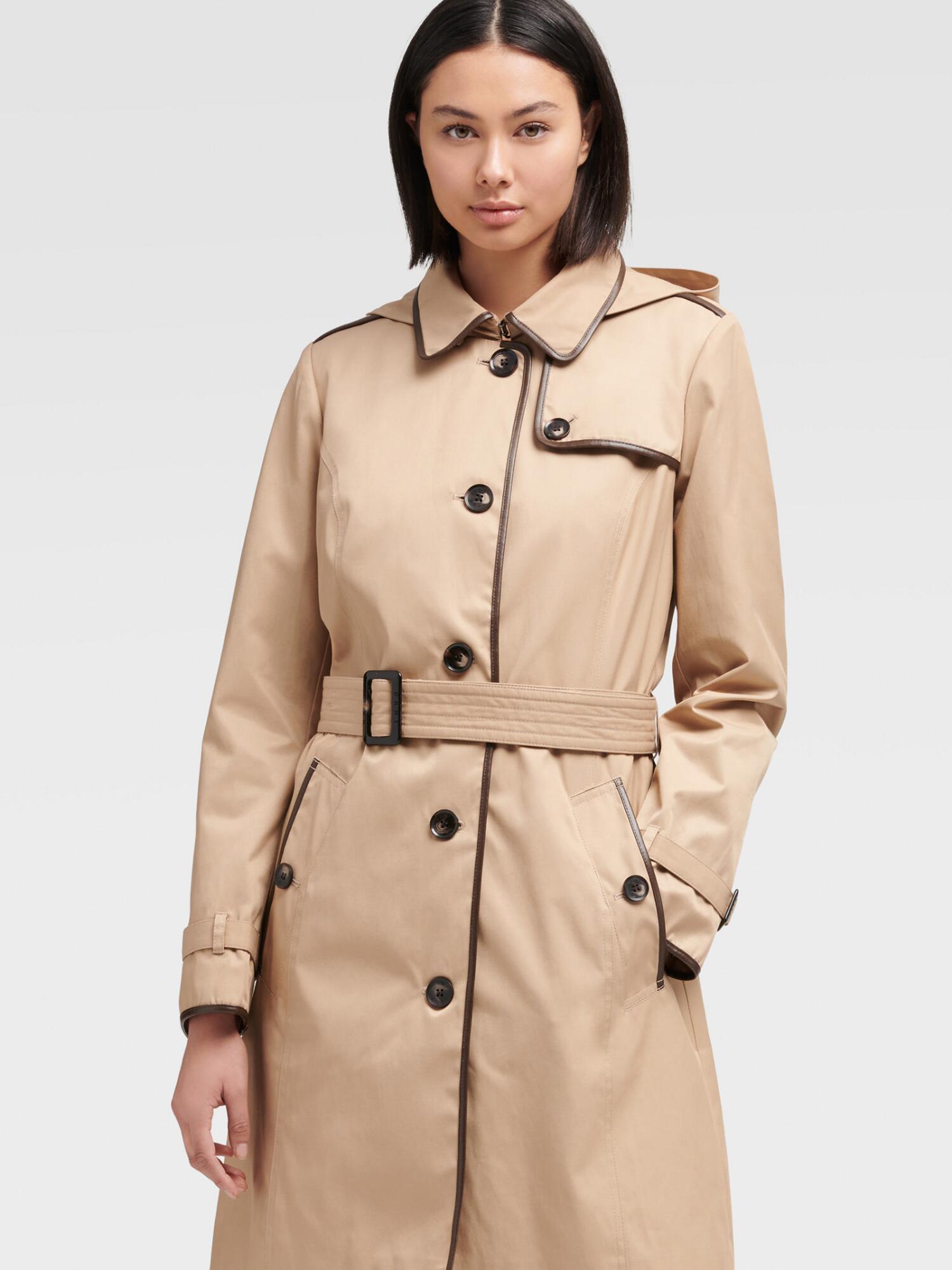 Dkny Light Grey Belted Trench Coat - Tradingbasis
