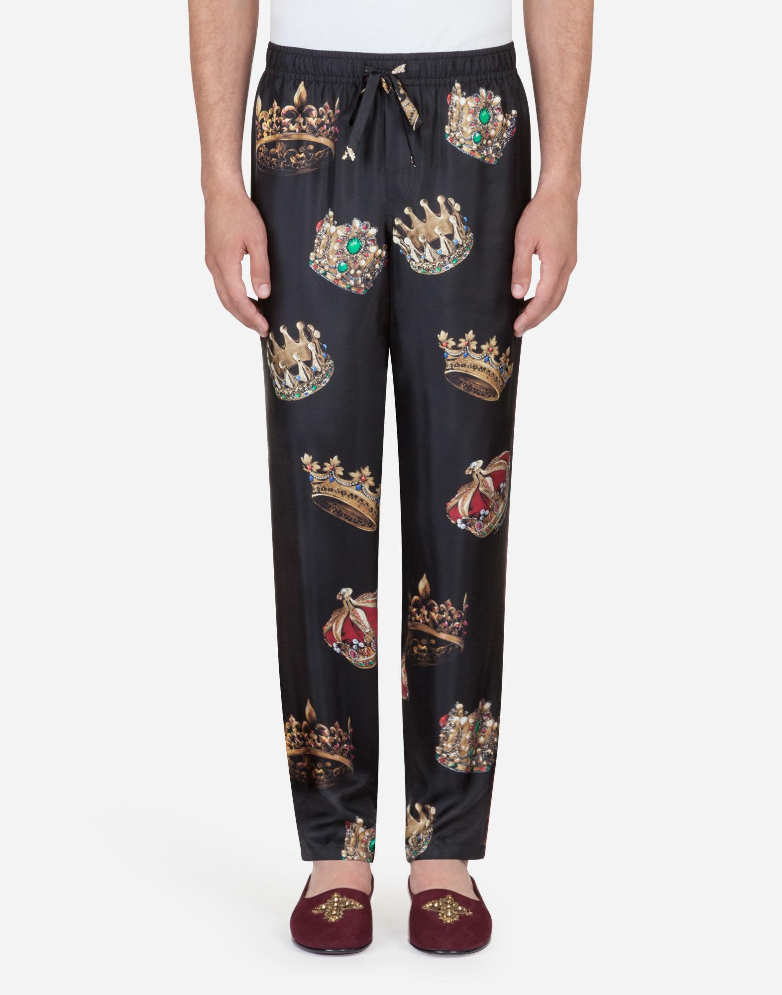 Dolce & Gabbana Pajama Pants In Printed Silk in Black for Men - Lyst