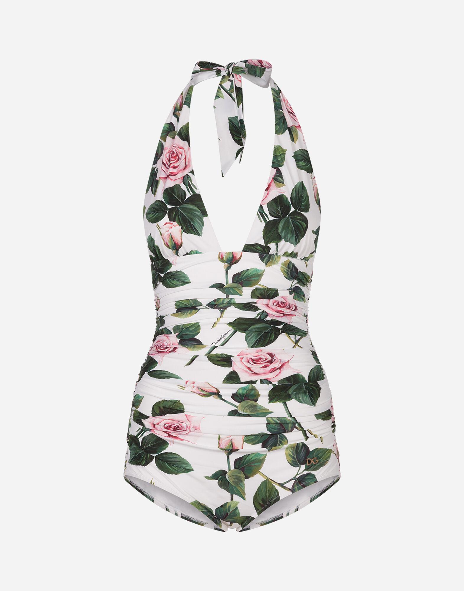 Dolce And Gabbana Synthetic One Piece Swimsuit With Plunging Neckline And