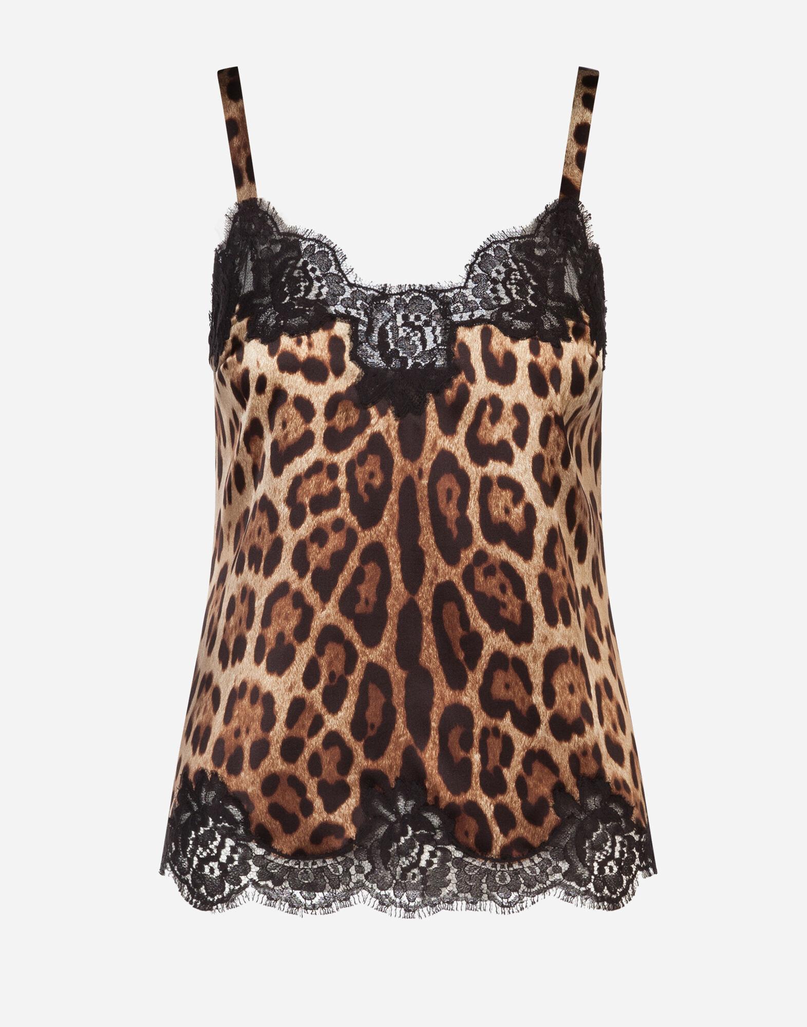 Dolce And Gabbana Leopard Print Satin Lingerie Top With Lace Lyst