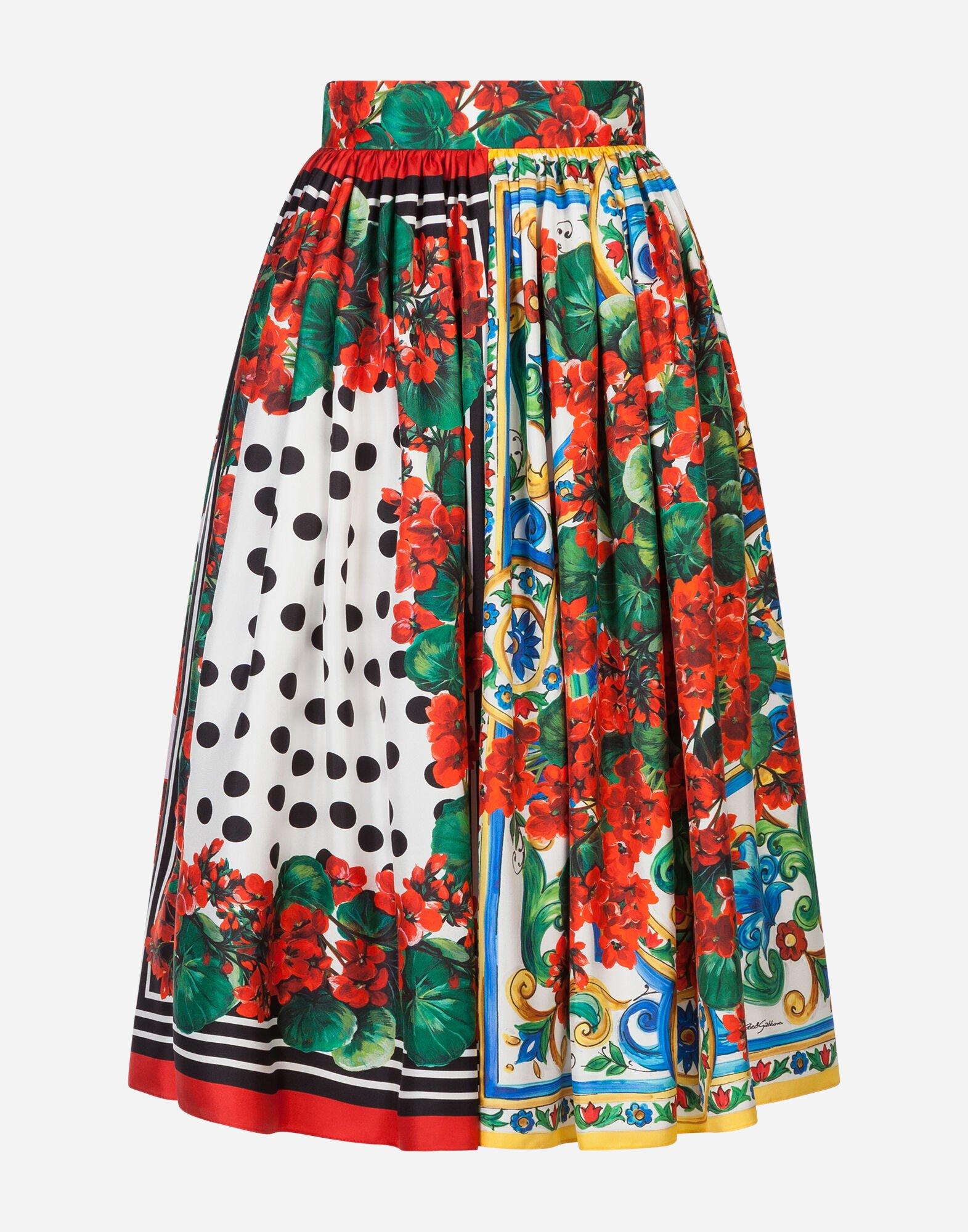 Dolce And Gabbana Printed Silk Skirt Lyst
