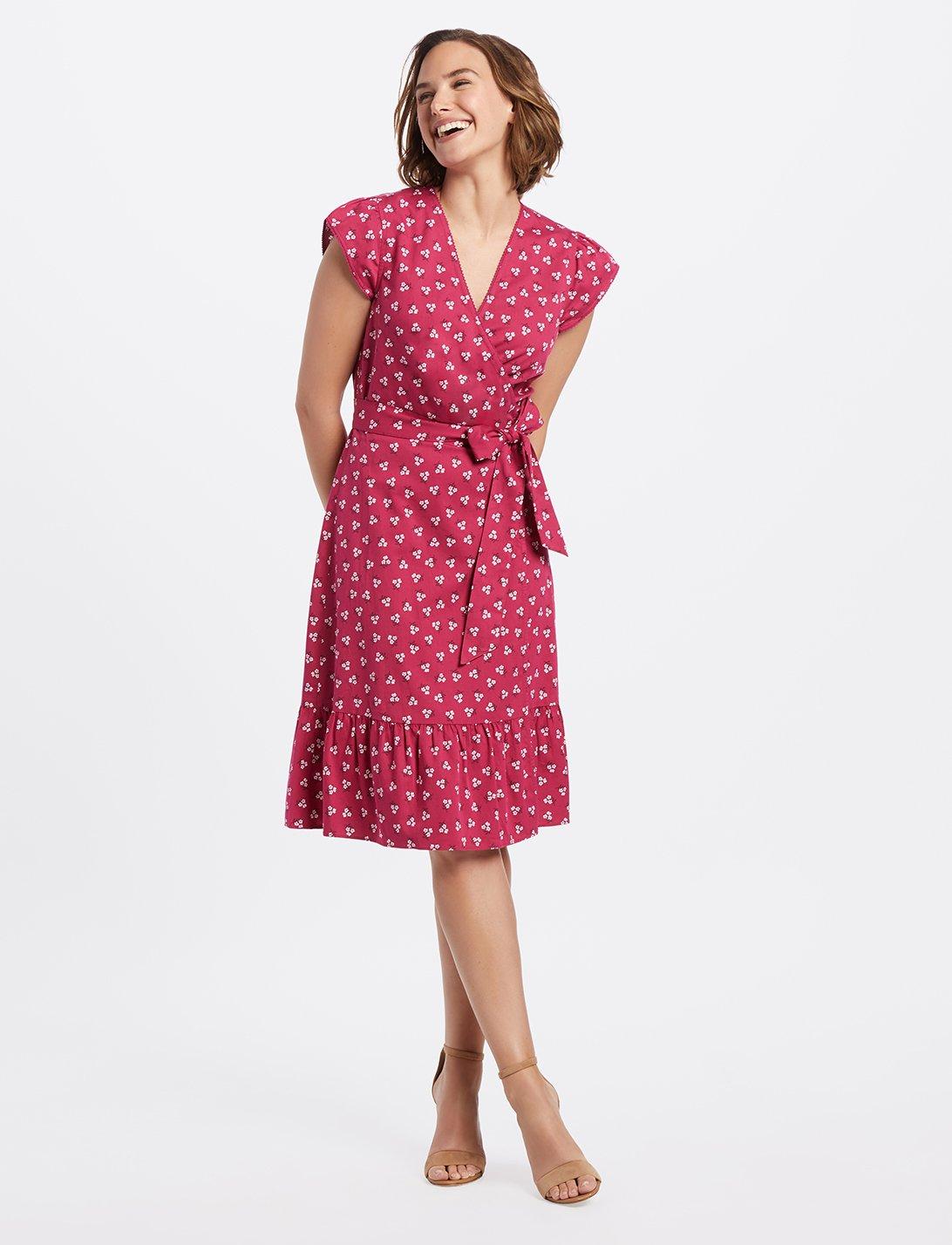 Draper James Cotton Floral Wrap Flounce Dress - Lyst