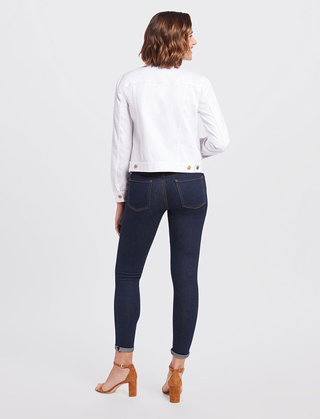 Draper James Ruffle Denim Jacket in White - Lyst