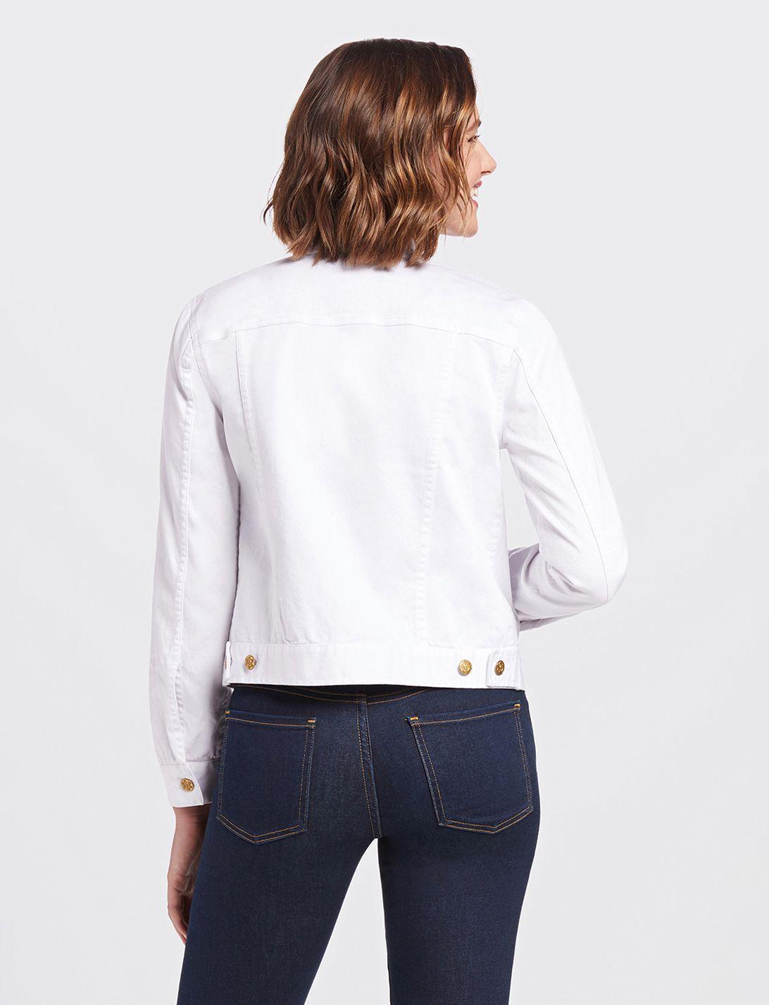 Draper James Ruffle Denim Jacket in White - Lyst