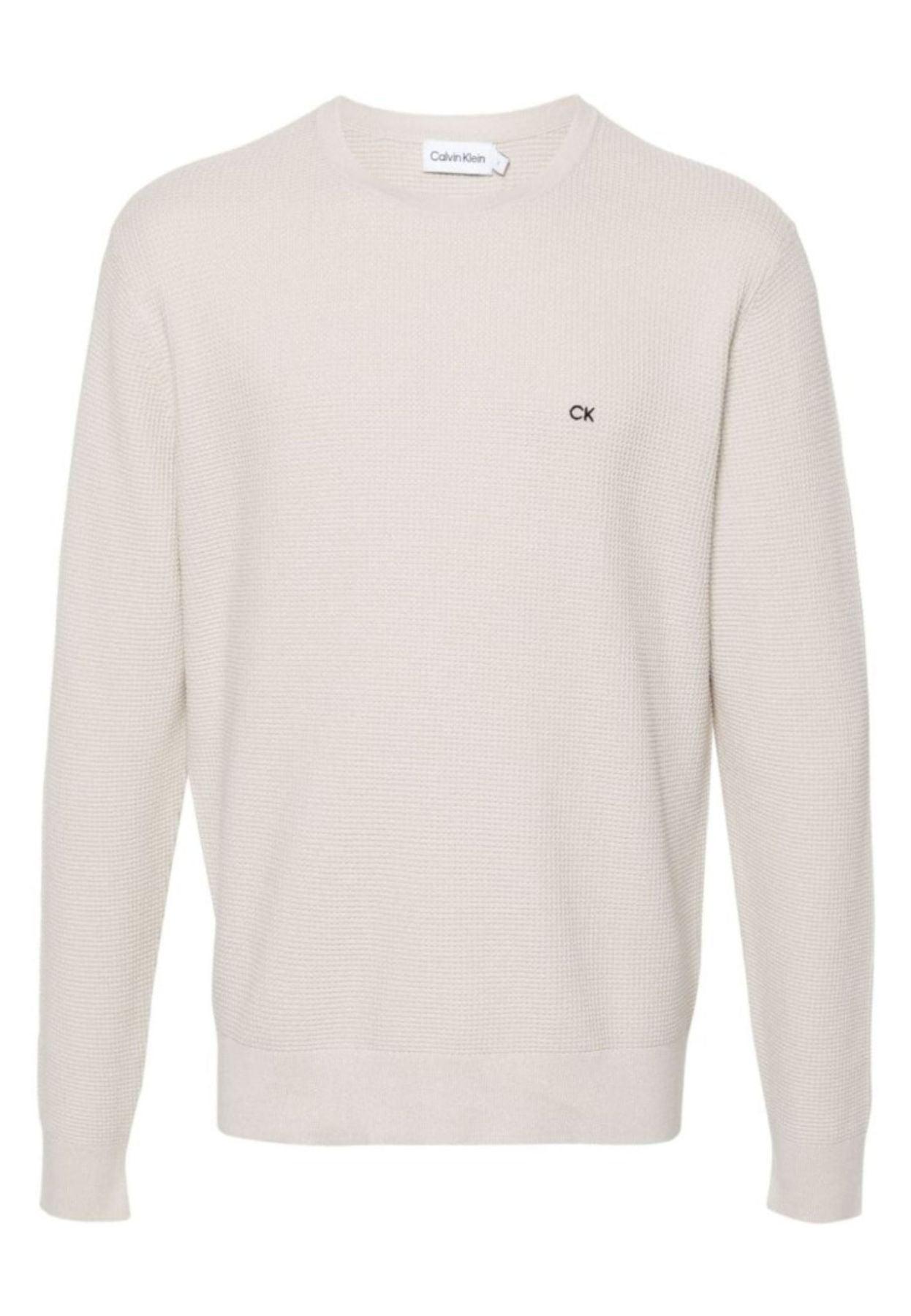 Calvin Klein Waffle Structure Sweater Sweater in White for Men | Lyst
