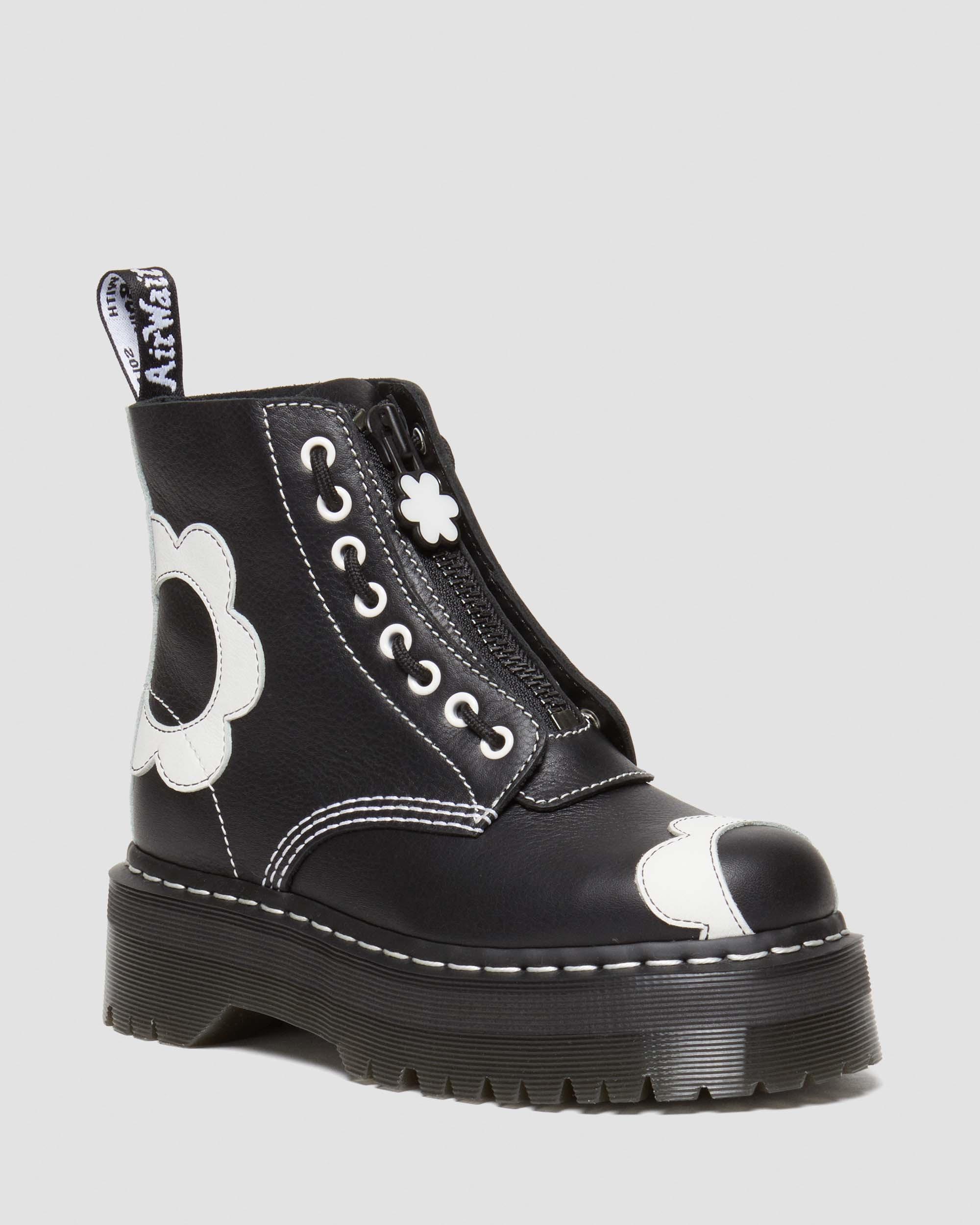 Dr. Martens Sinclair Flower Pisa Leather Platform Boots in Black | Lyst
