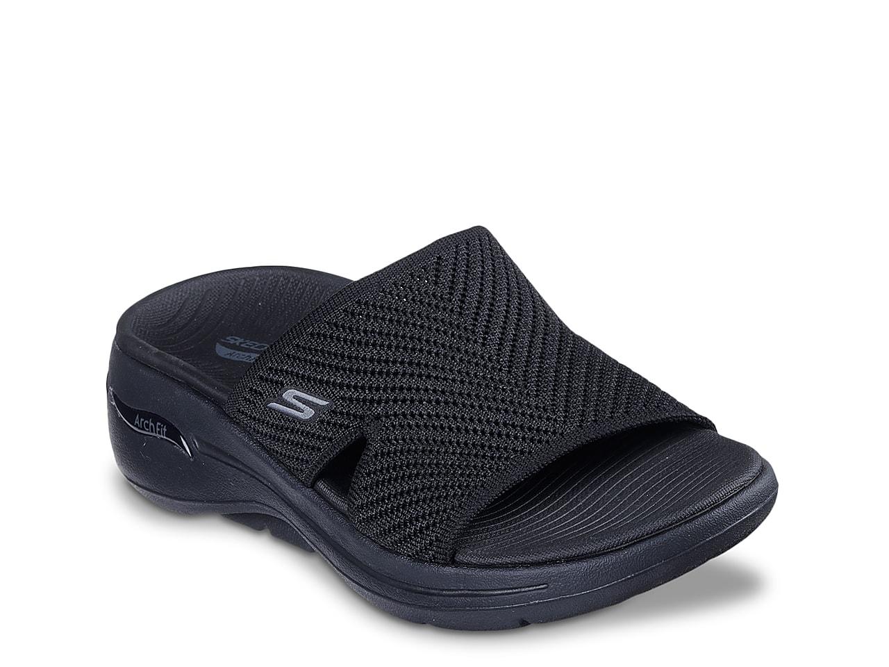 Skechers Go Walk Arch Fit Allure Wedge Sandal in Blue | Lyst