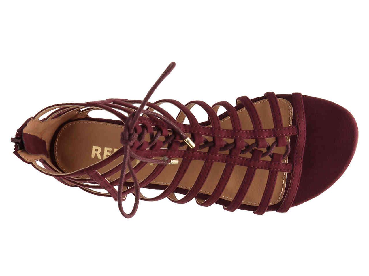 Burgundy Lace Up Gladiator Sandals