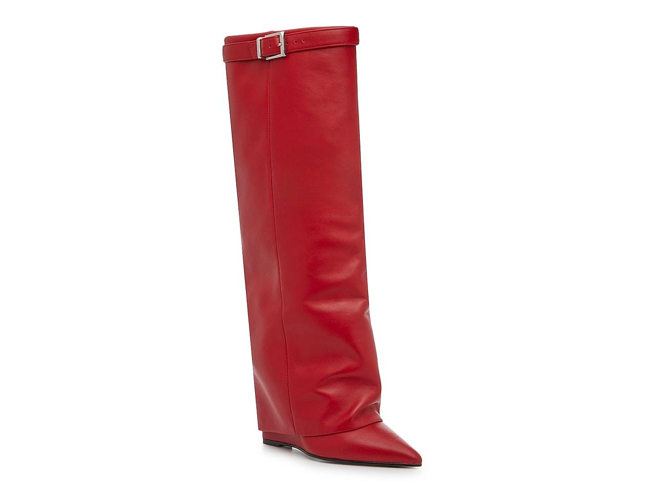 Steve Madden Corenne Foldover Wedge Boot in Red | Lyst