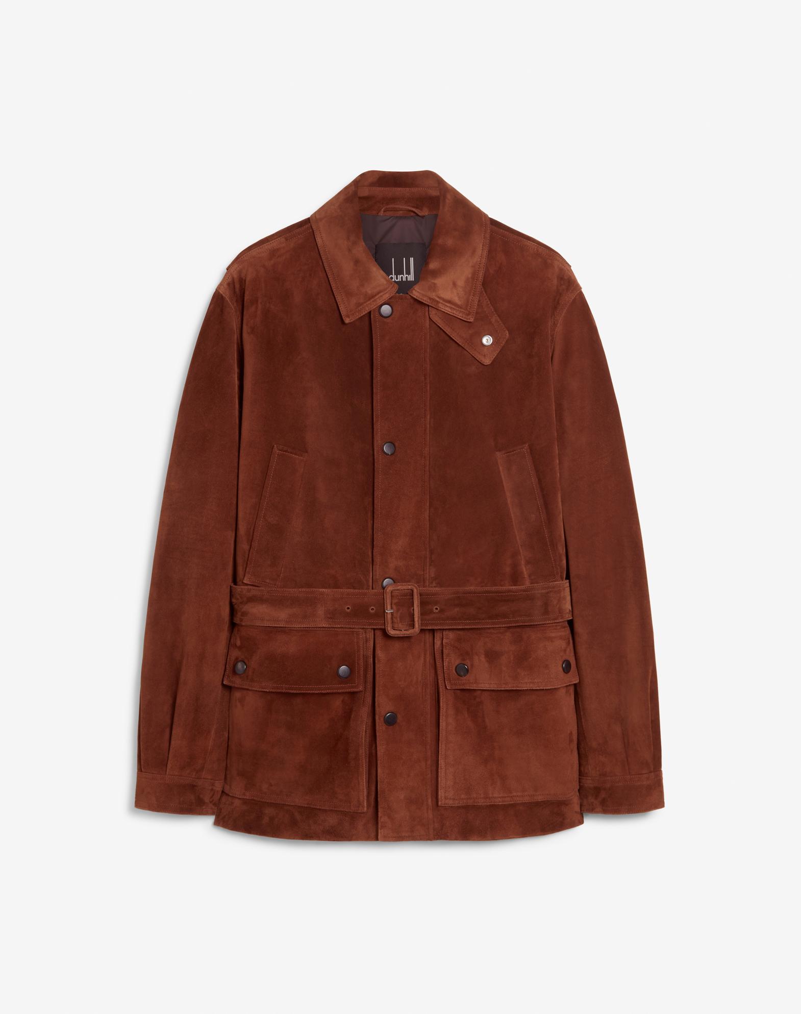 dunhill Luxury Suede Belted Field Jacket in Brown for Men | Lyst