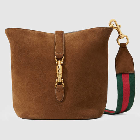 Gucci Jackie Soft Suede Bucket Bag in Brown | Lyst