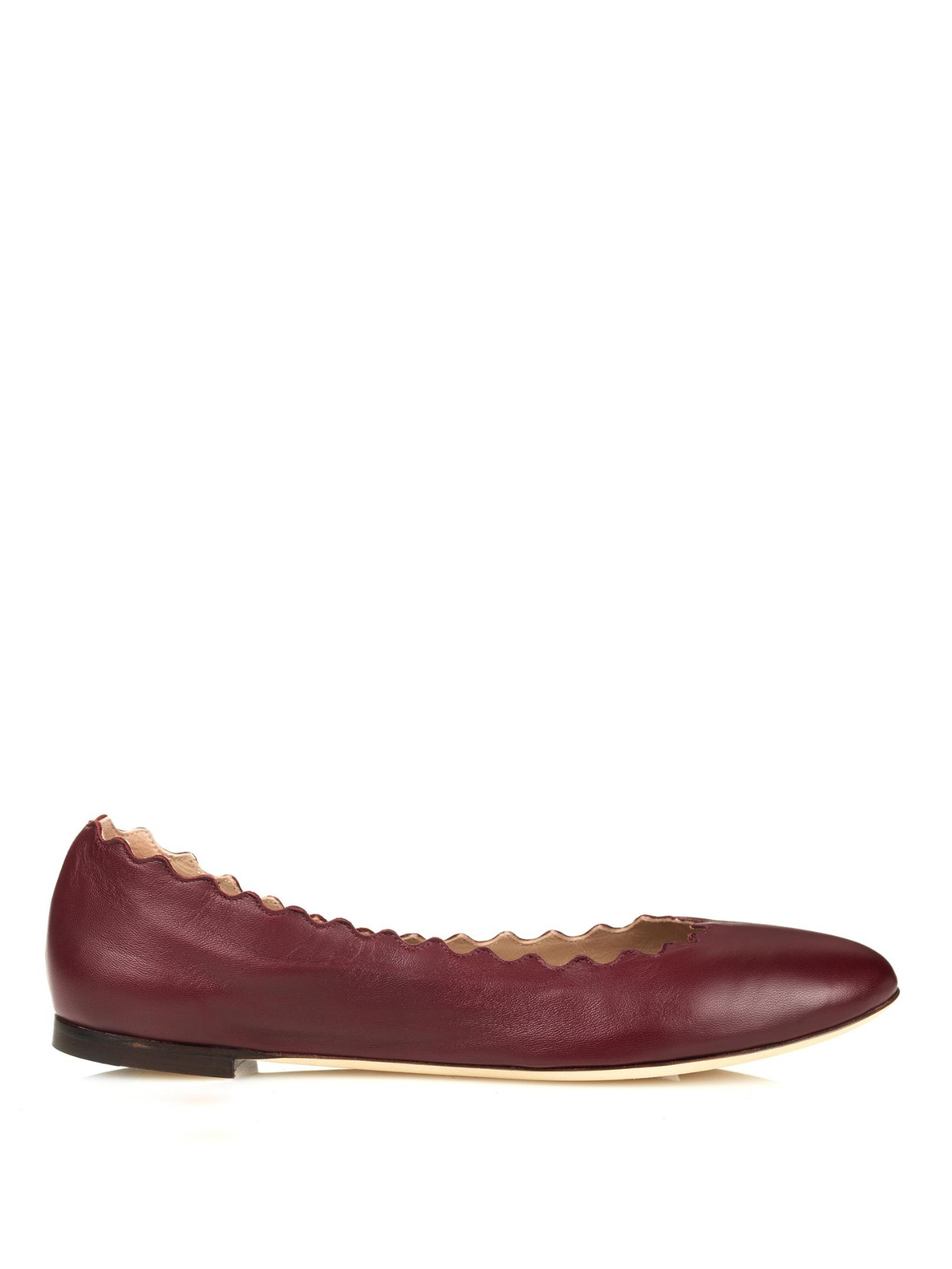 Chloé Lauren Scalloped-Edge Leather Flats in Burgundy (Purple) | Lyst ... Chloé Lauren Scalloped-Edge Leather Flats in Burgundy (Purple) | Lyst ...