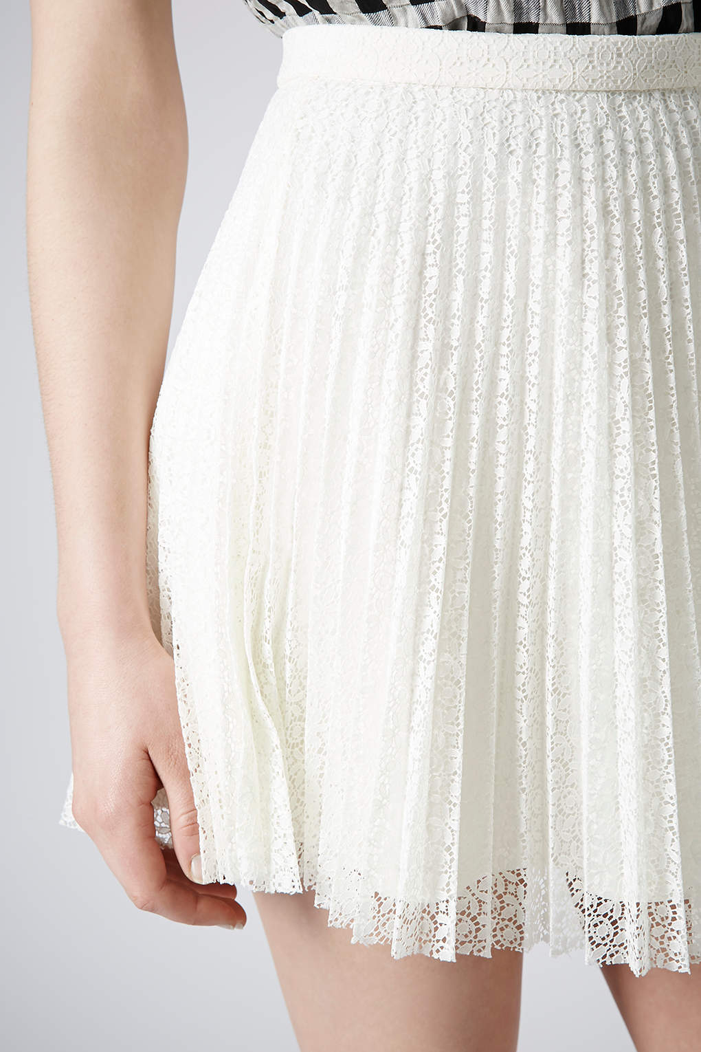 Topshop Ivory Lace Pleat Mini Skirt In White Lyst