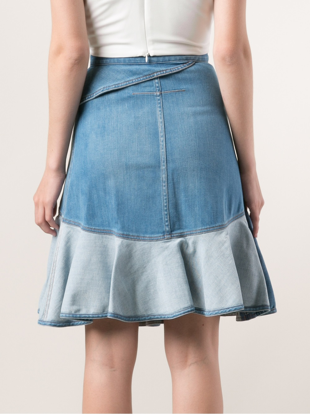 Givenchy Denim Ruffle Skirt in Blue - Lyst
