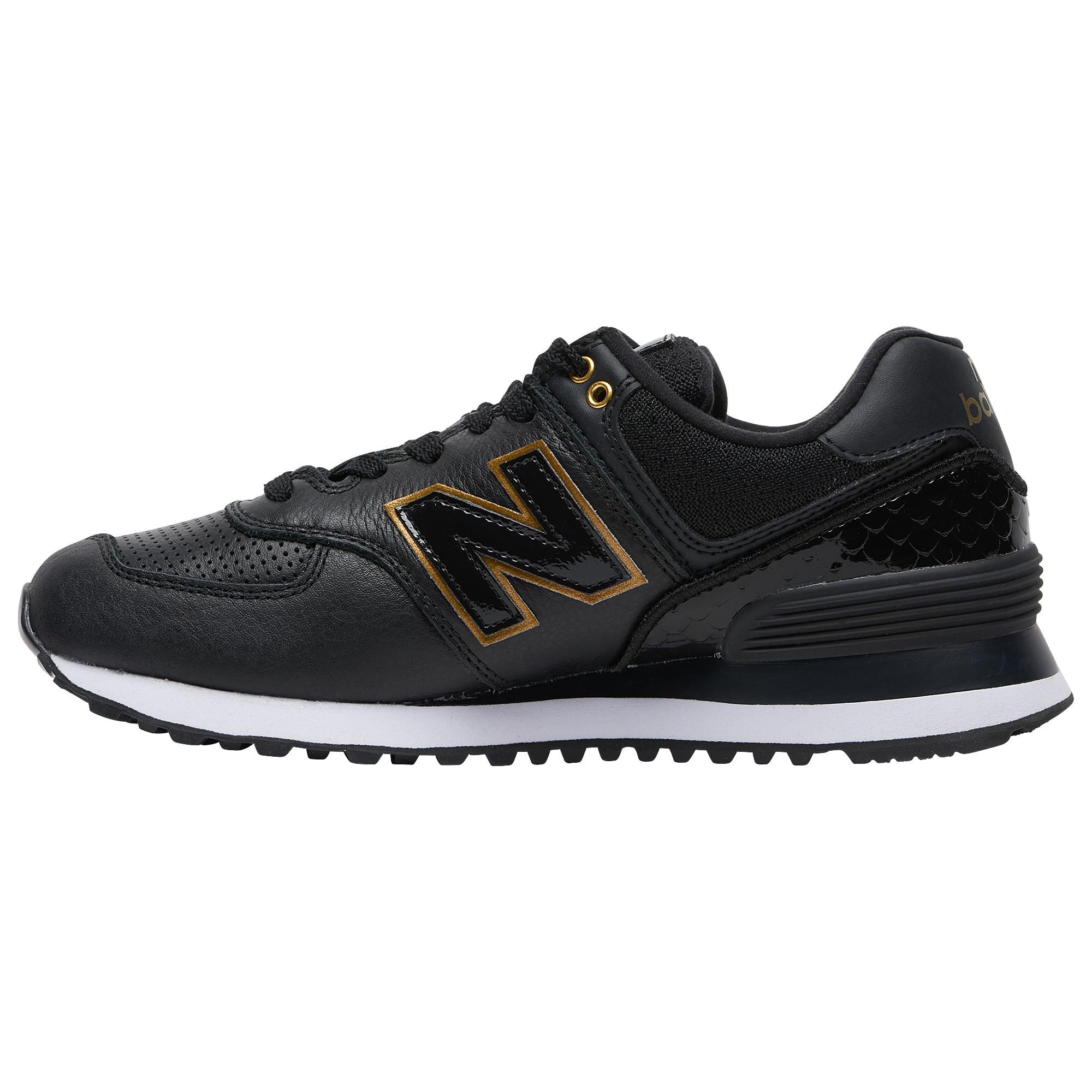 New Balance Suede 574 Classic Running Shoes In Black Metallic Gold