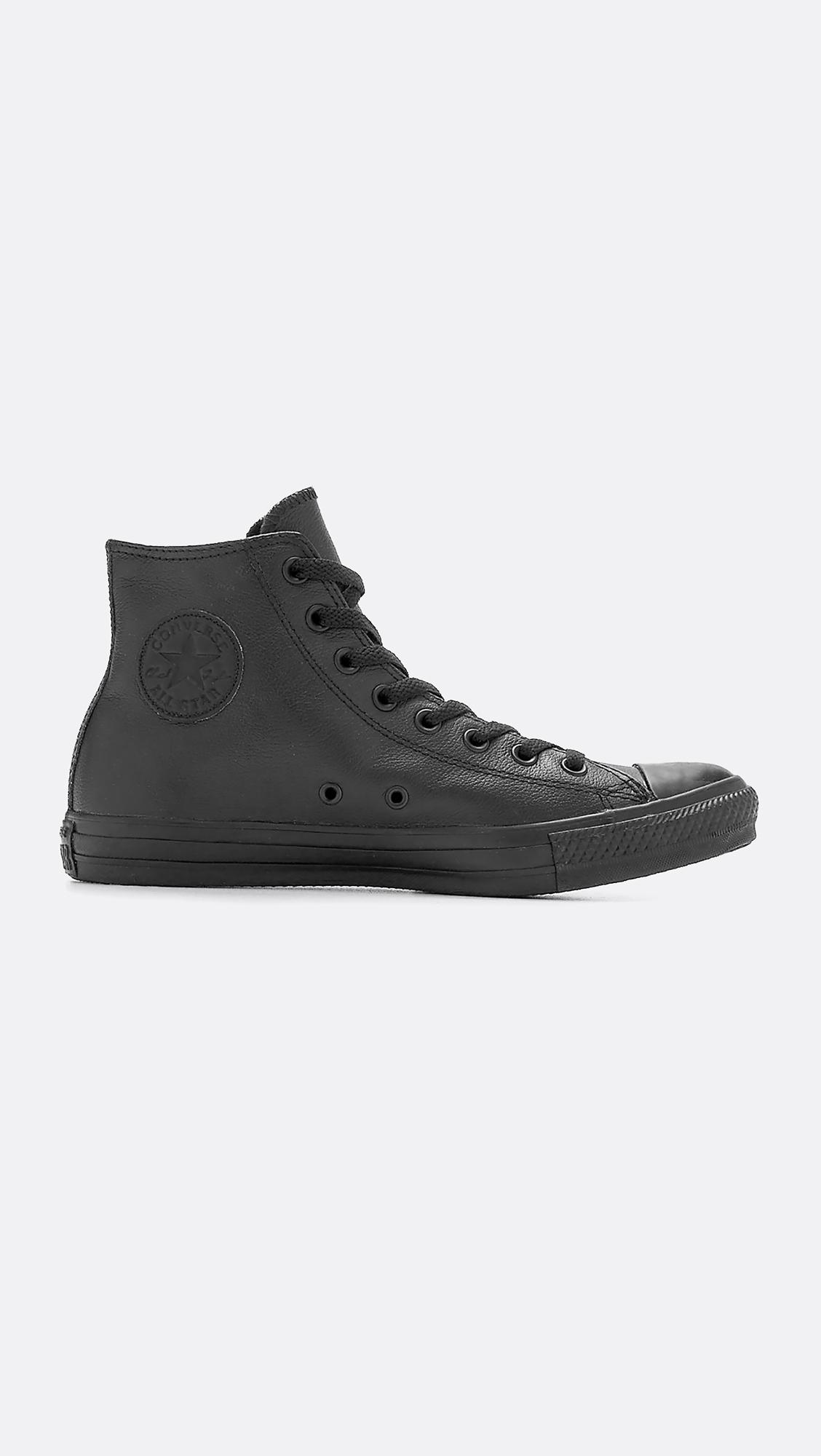 Converse Canvas Chuck Taylor All Star Leather Hi Top Sneakers in Black ...