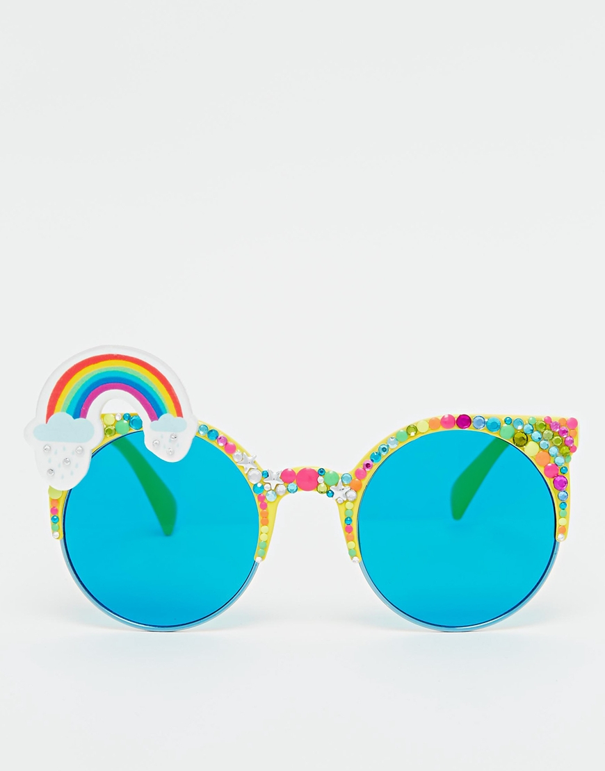 Spangled Rainbow Brow Wow Sunglasses In Blue Lyst