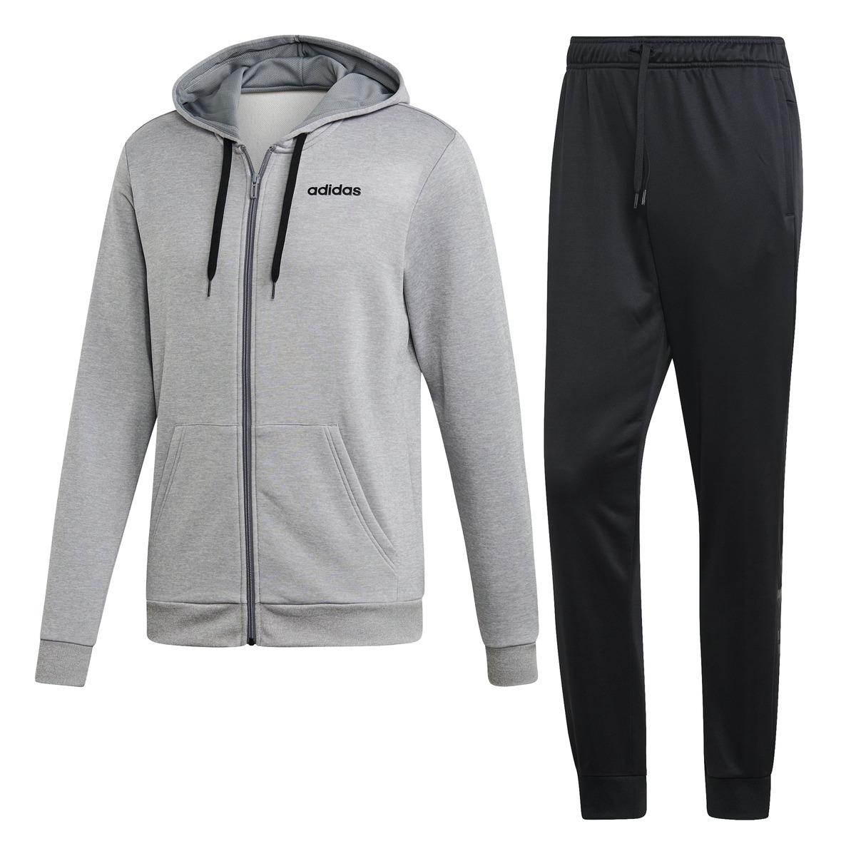 Adidas Linear French Terry Tracksuit In Grey Black Gray For Men Lyst