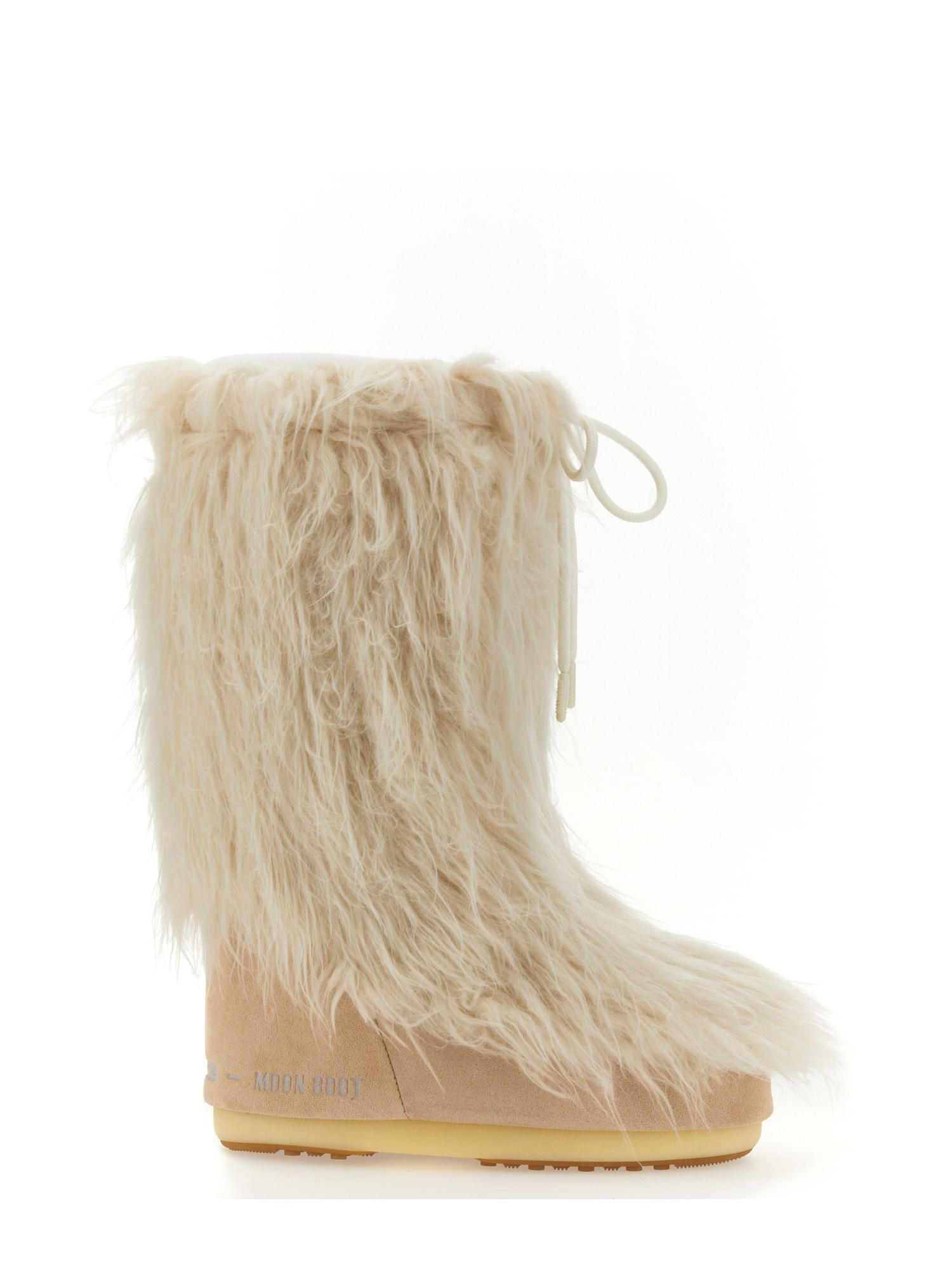 Moon Boot Icon Yeti Cream Faux Fur Boots in Natural | Lyst Moon Boot Icon Yeti Cream Faux Fur Boots in Natural | Lyst