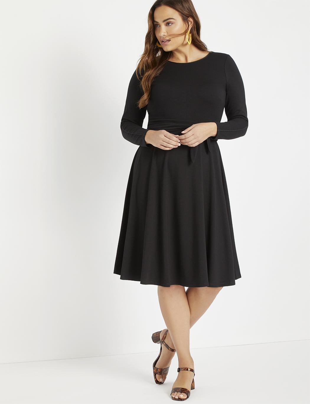 Eloquii Synthetic Long Sleeve Fit And Flare Dress In Black Lyst