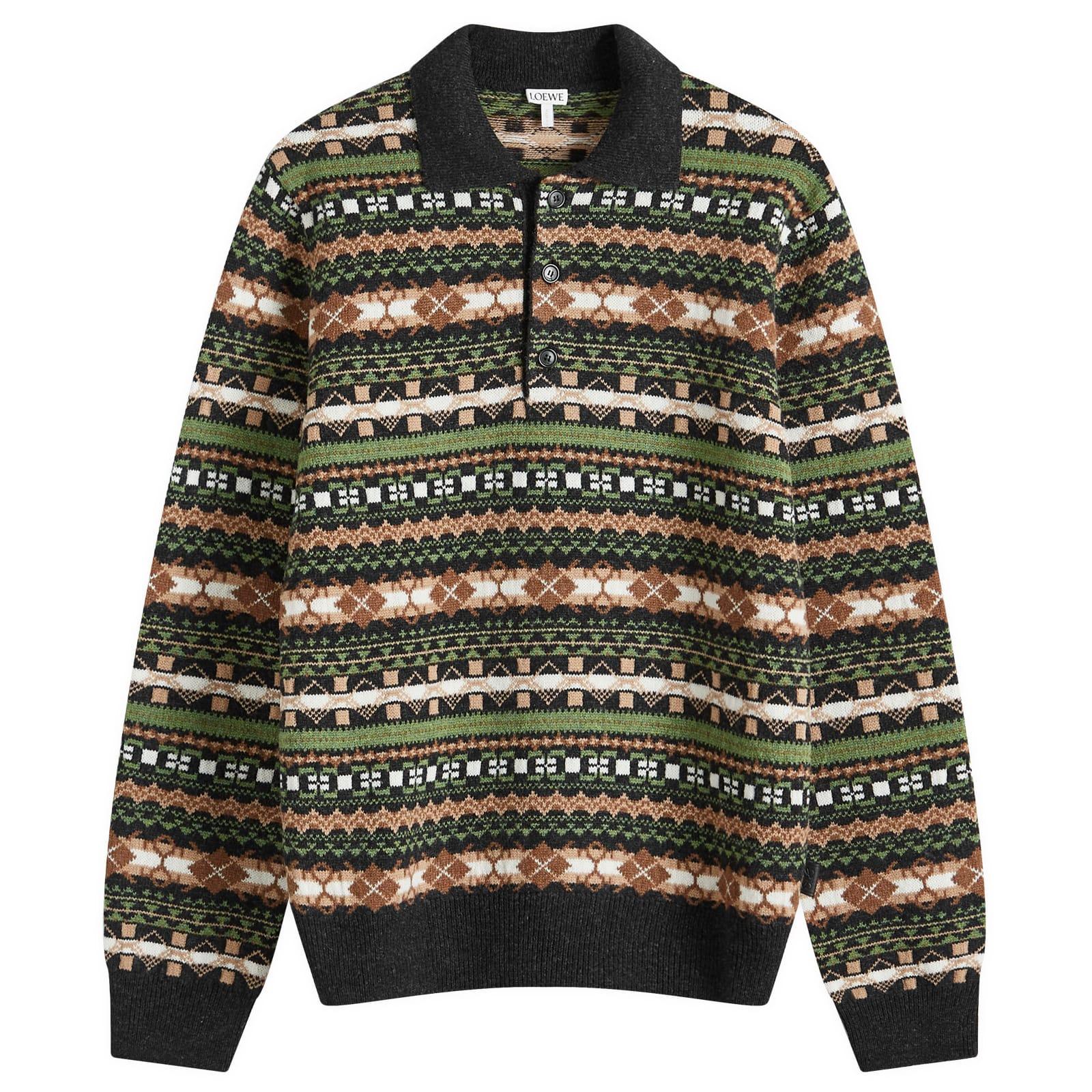 Loewe Fair Isle Knit Polo in Green for Men | Lyst