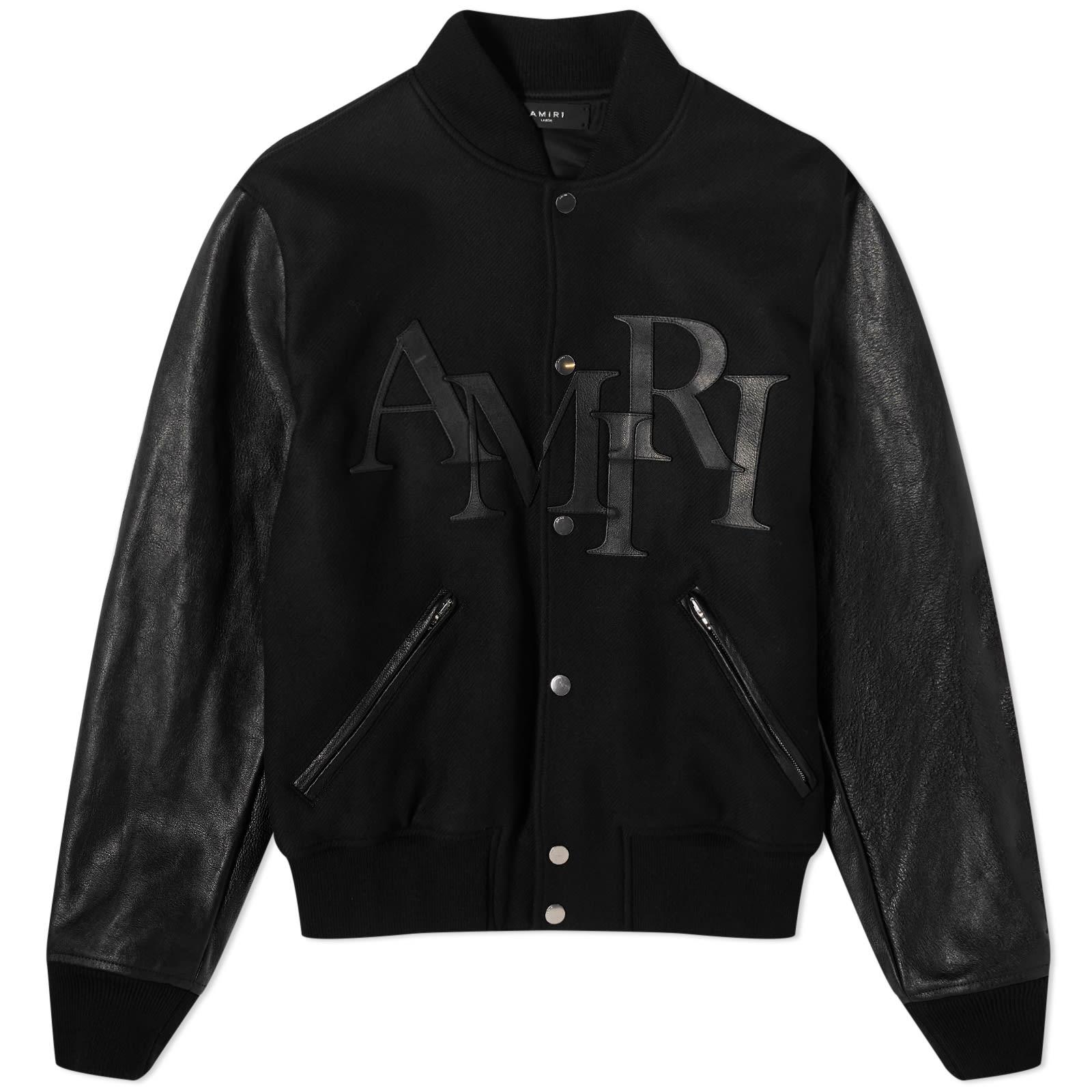Amiri Staggered Logo Varsity Jacket in Black for Men | Lyst