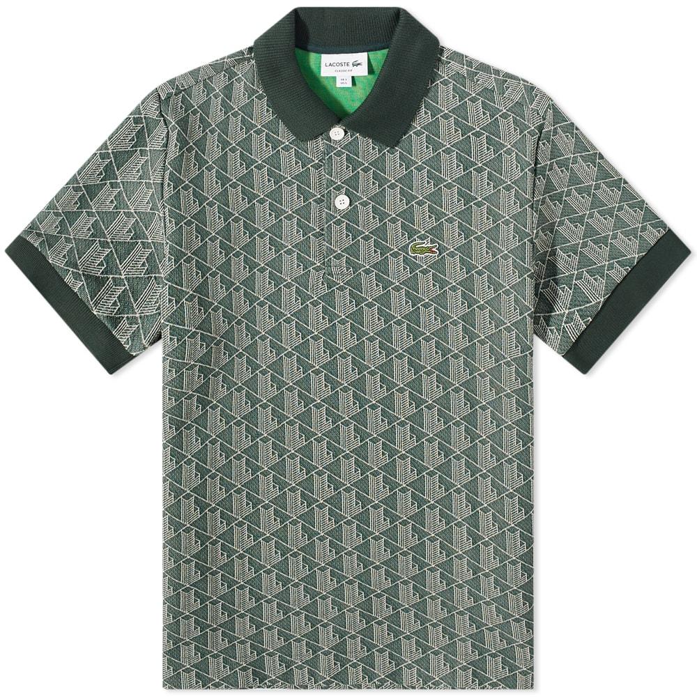 Lacoste Geometric Monogram Polo Shirt in Green for Men | Lyst UK