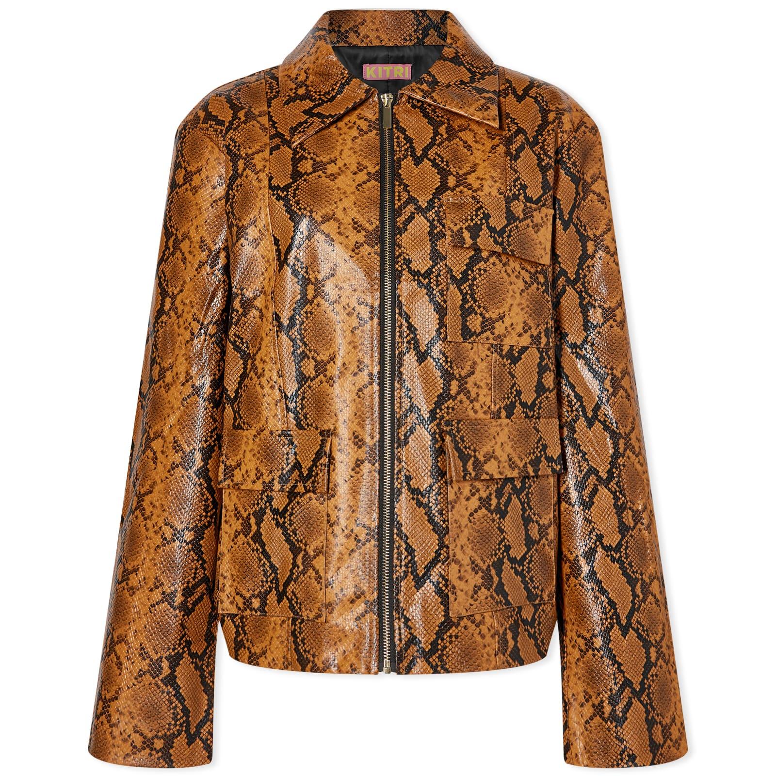 Kitri Wilma Snakeskin Vinyl Jacket in Brown | Lyst