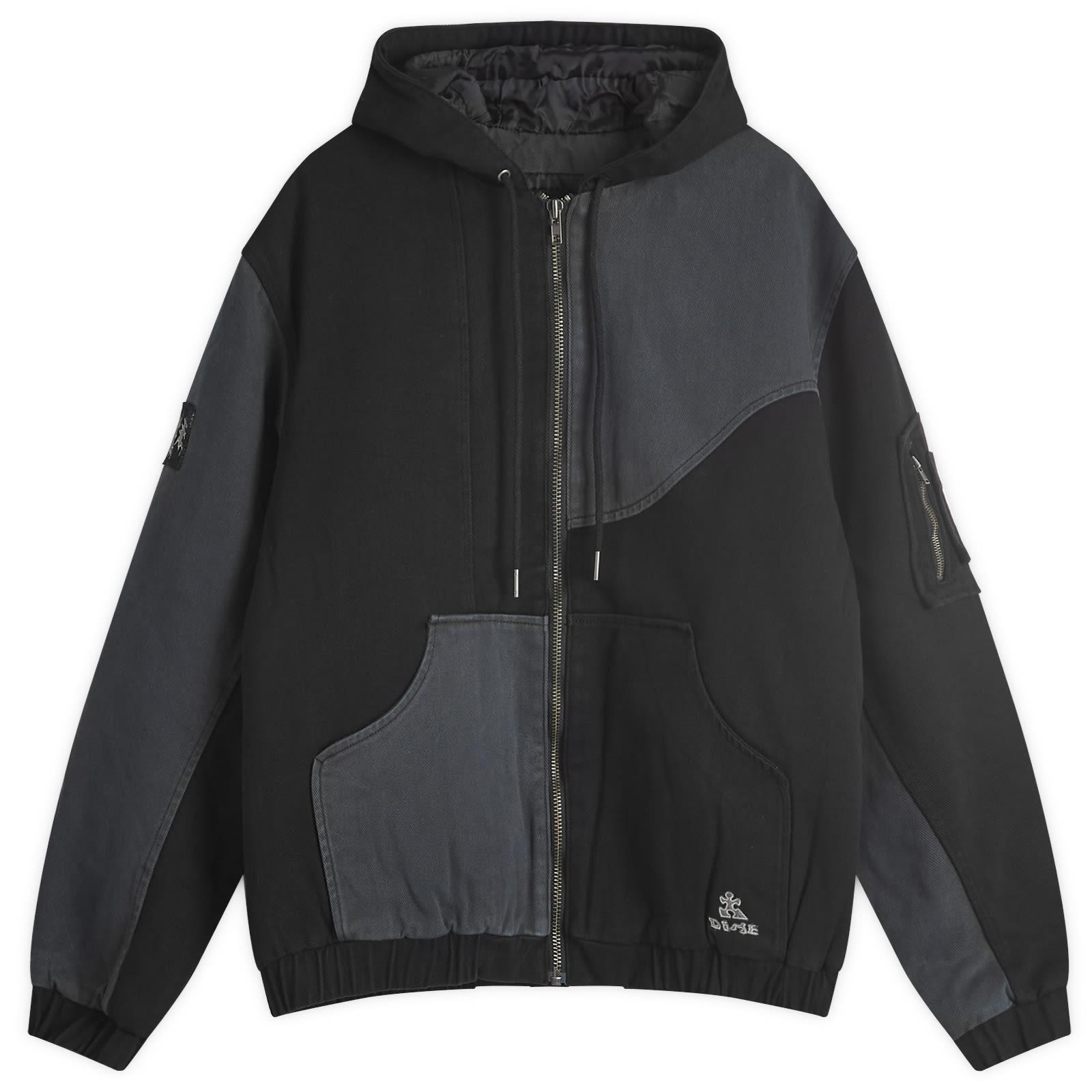 Dime Denim Panel Hooded Bomber Jacket in Black for Men | Lyst