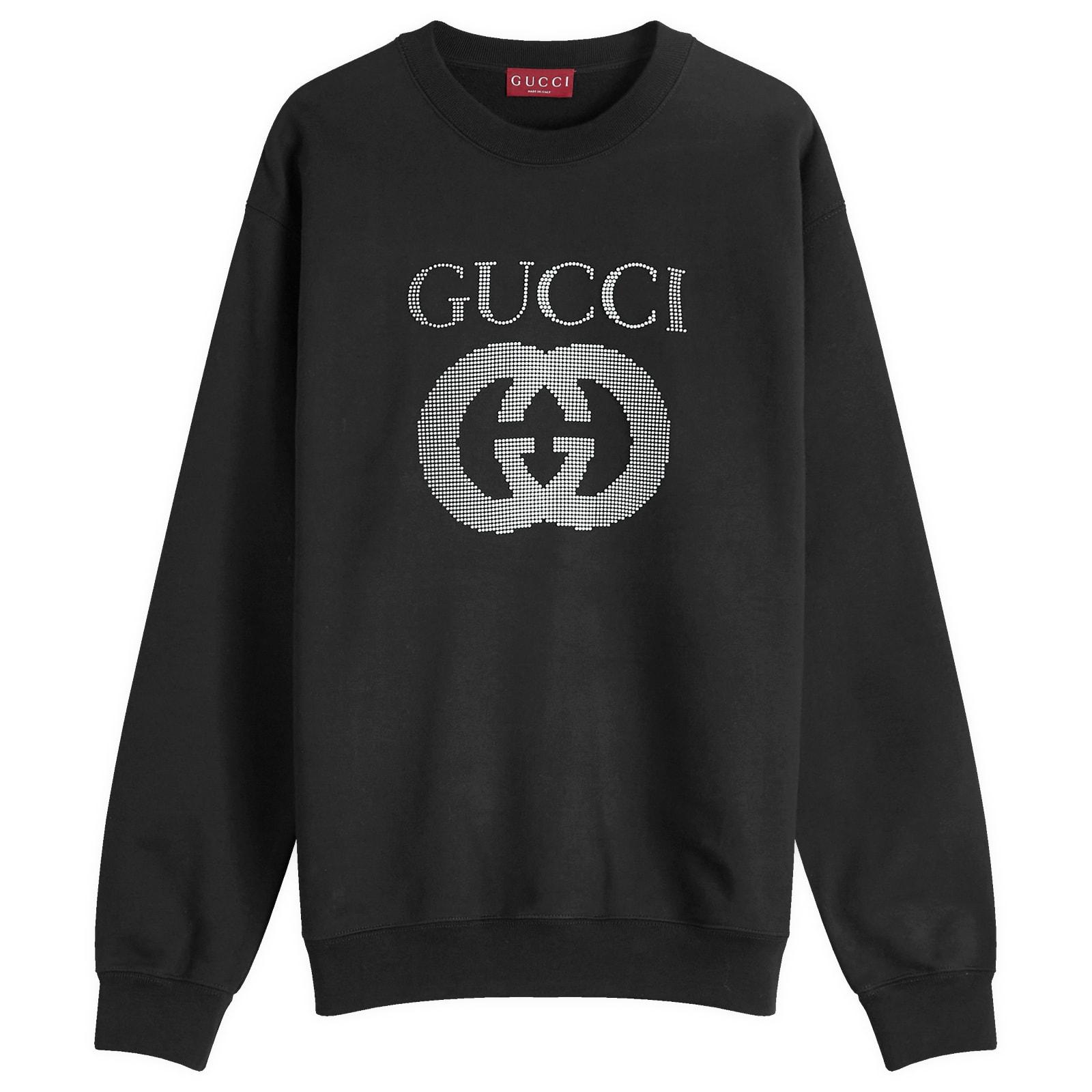 Gucci Interlocking Logo Crew Neck Sweatshirt in Black for Men | Lyst