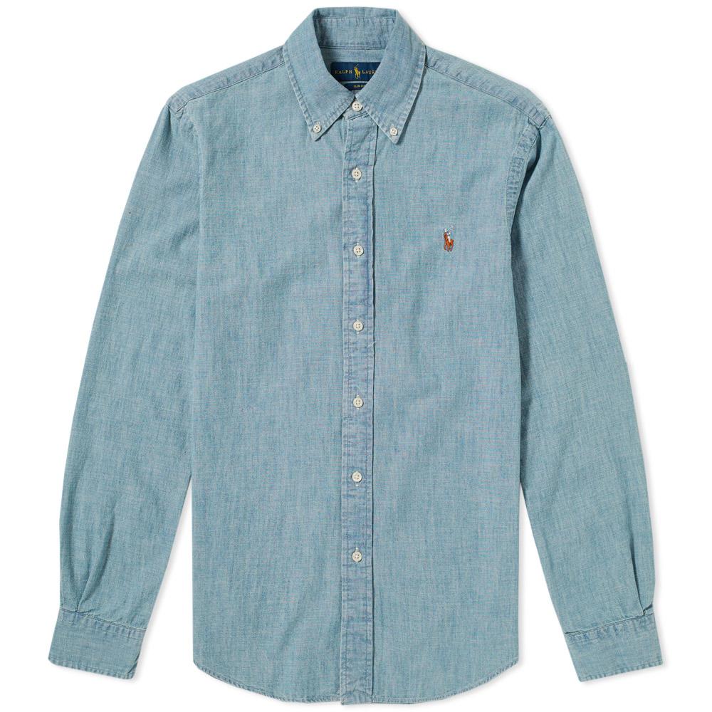 Lyst Polo Ralph Lauren Slim Fit Button Down Chambray Shirt In Blue