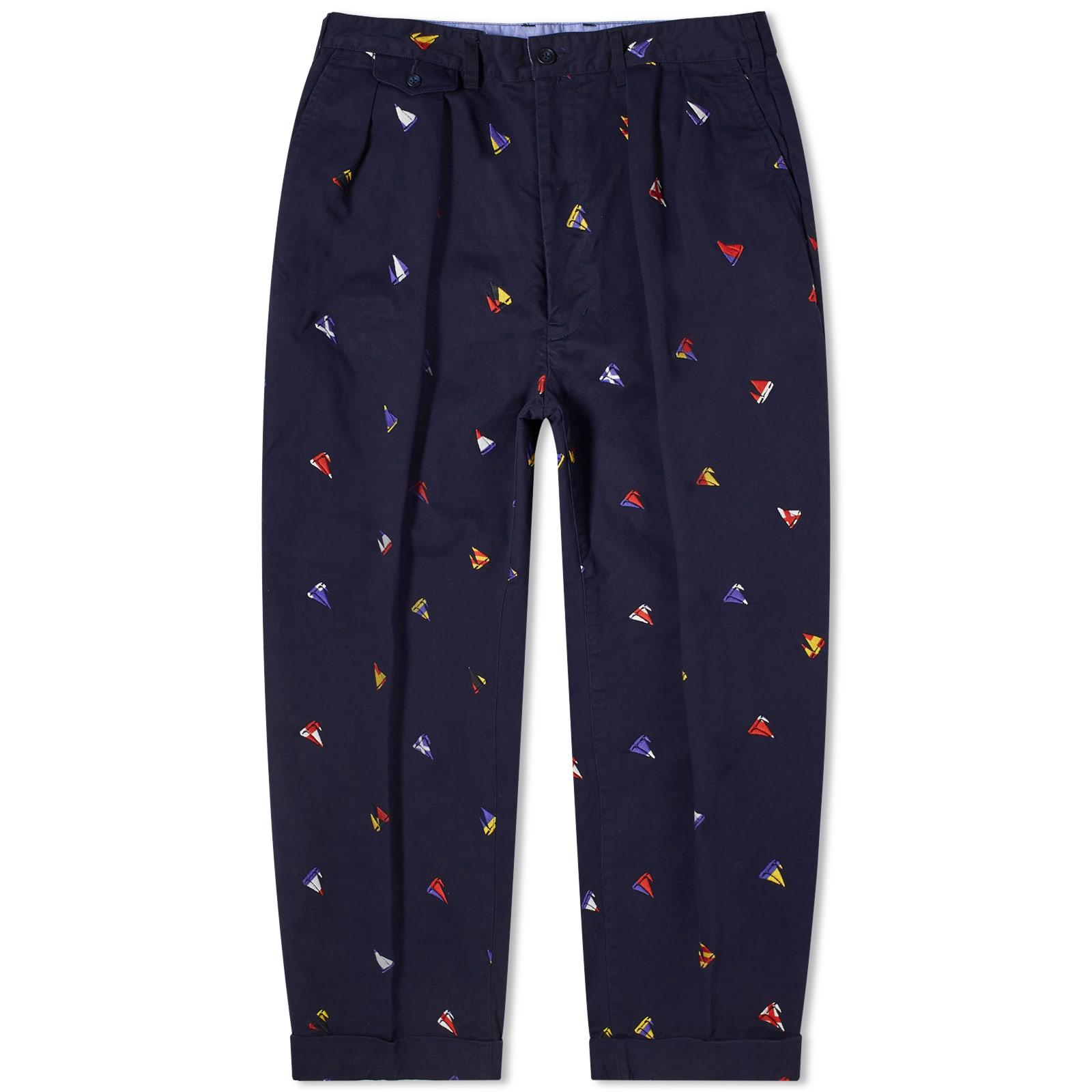 Beams Plus 2 Pleat Embroidered Trousers in Blue for Men | Lyst