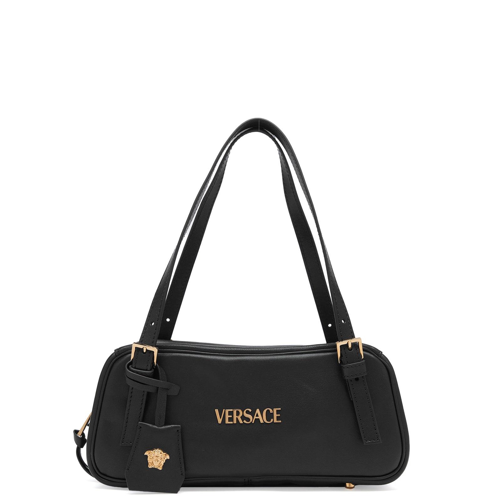 Versace Lamb Leather Shoulder Bag in Black | Lyst