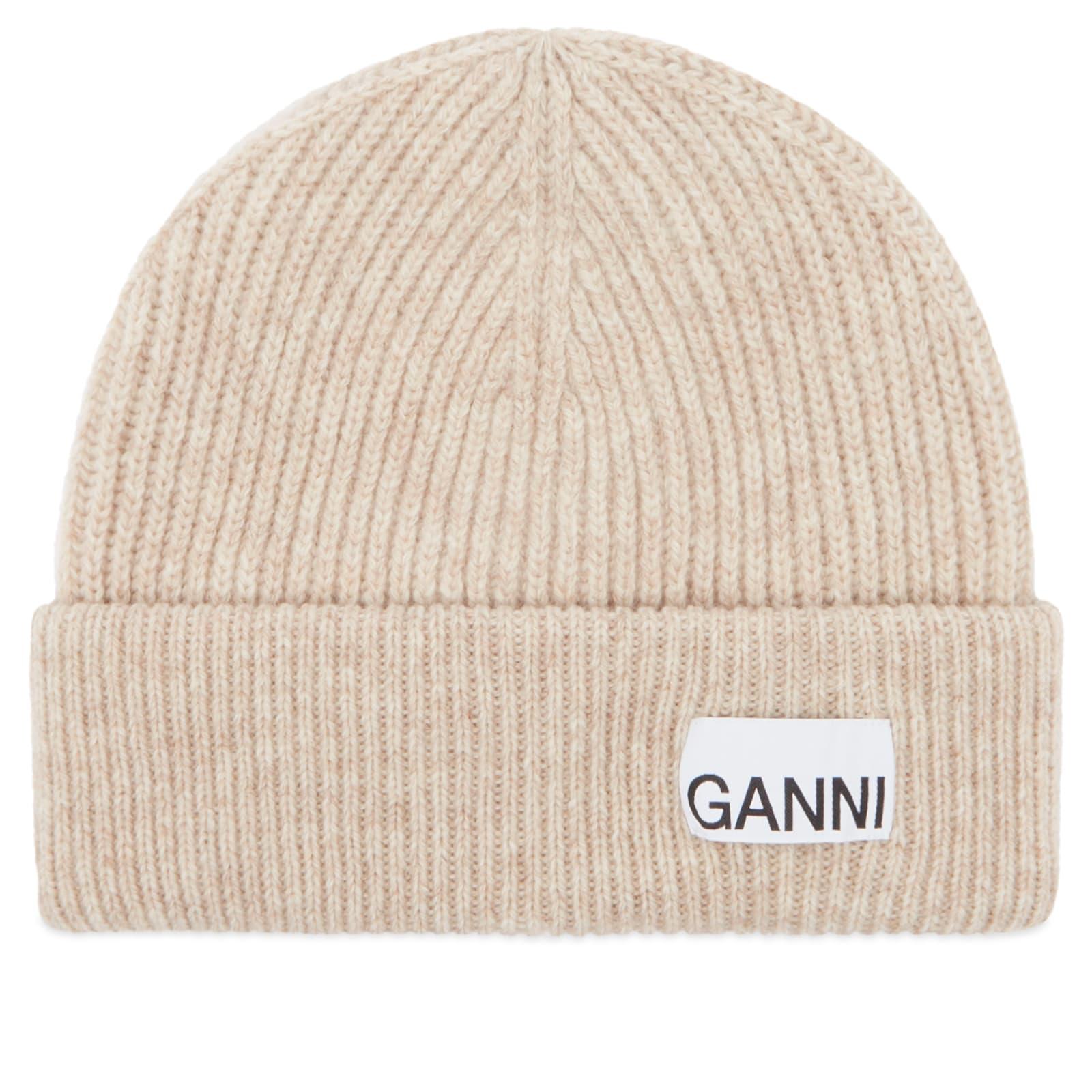 Ganni Light Structured Rib Knit Beanie in Natural | Lyst UK