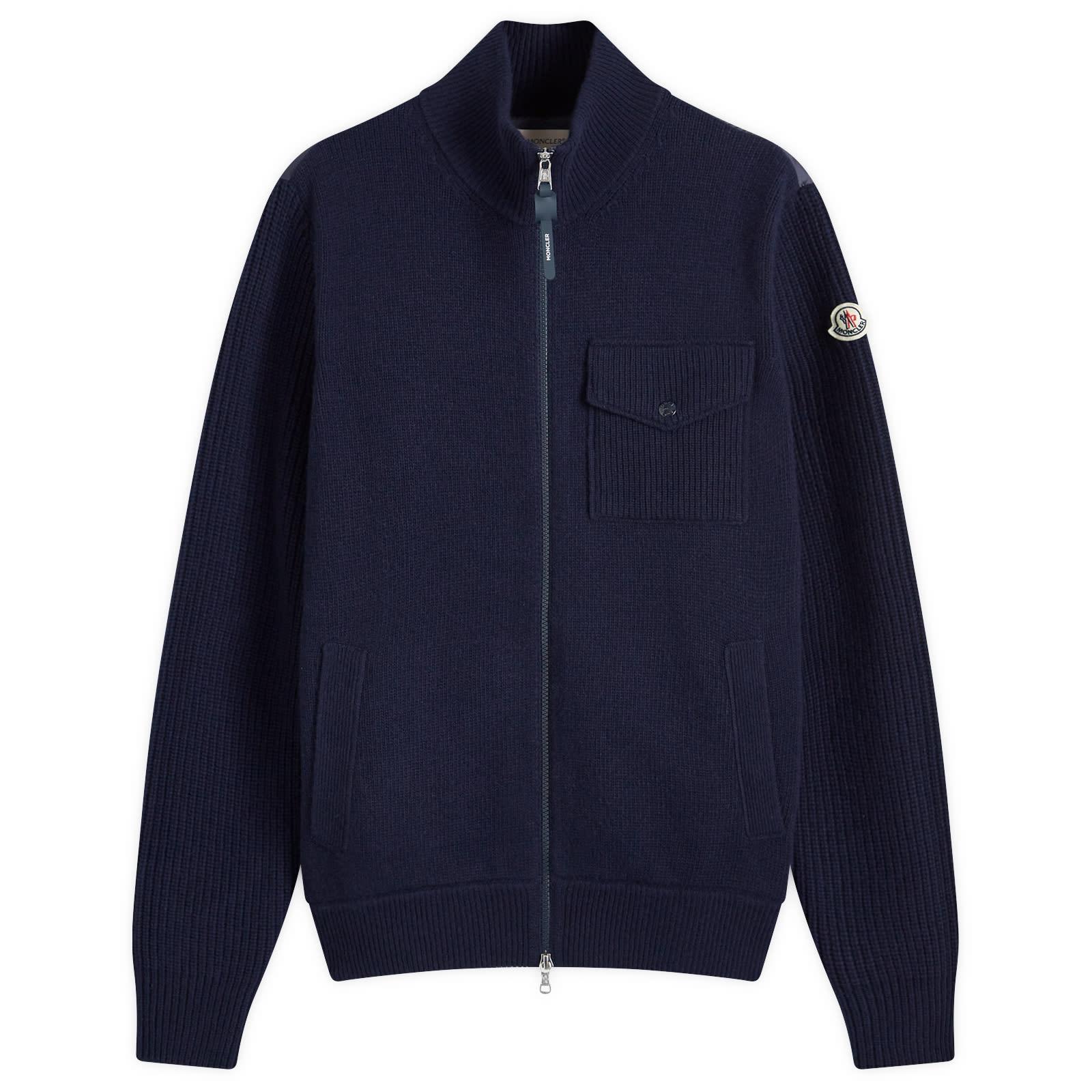 Moncler Wool Zip Through Caridgan in Blue for Men | Lyst